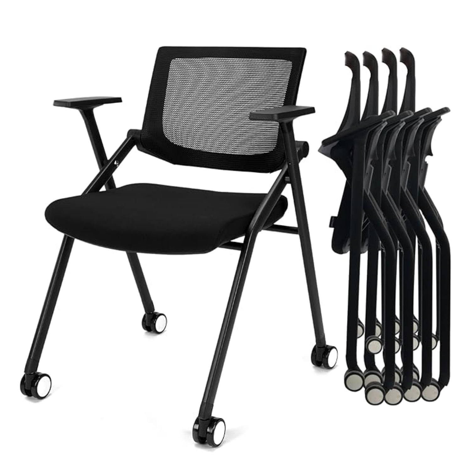 BROBRIYO 2 Pack Folding Office Chairs, Stackable Conference Room Chairs ...