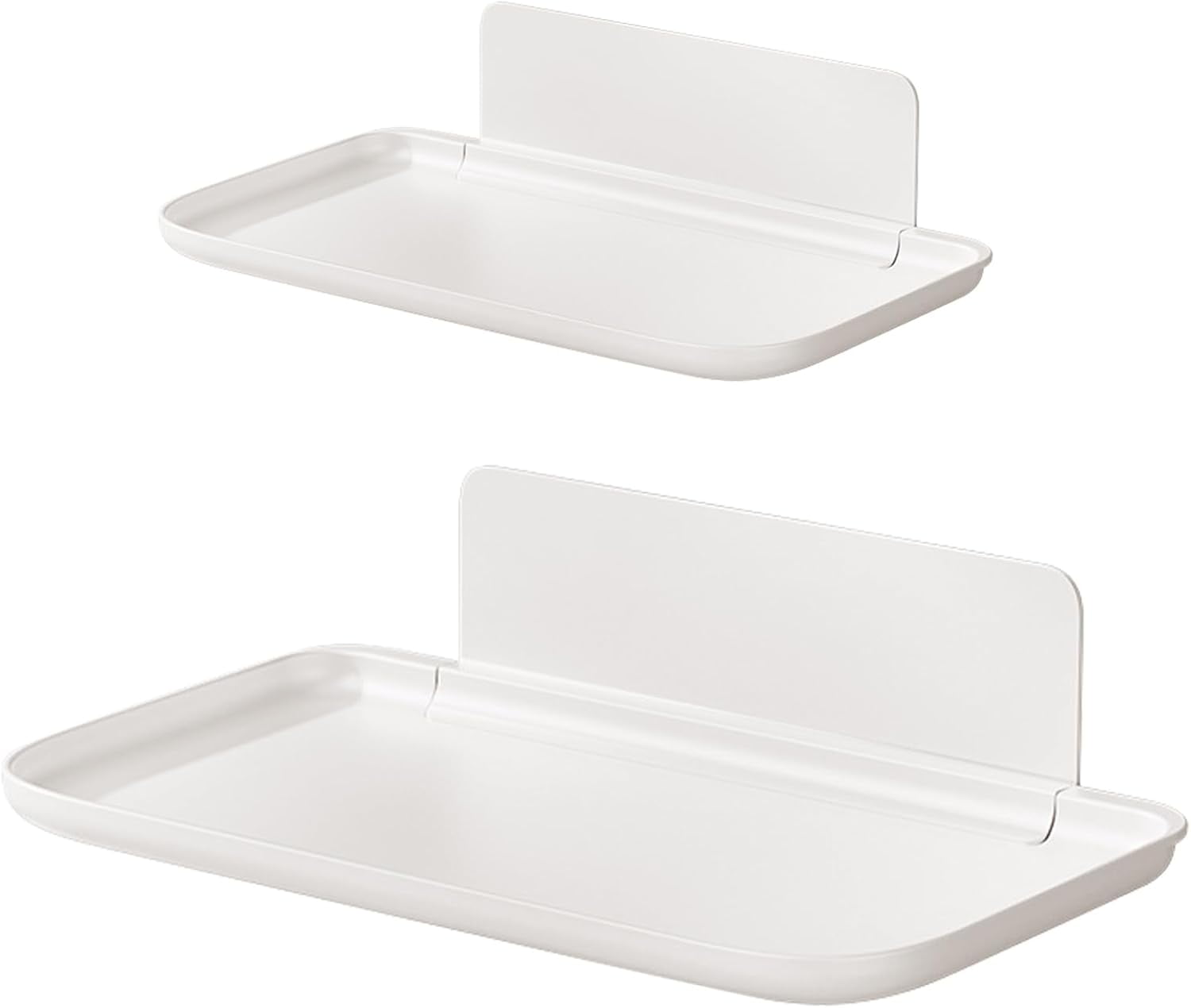 2-Pack Foldable Floating Shelves for Wall | No Drill White Wall Shelves ...