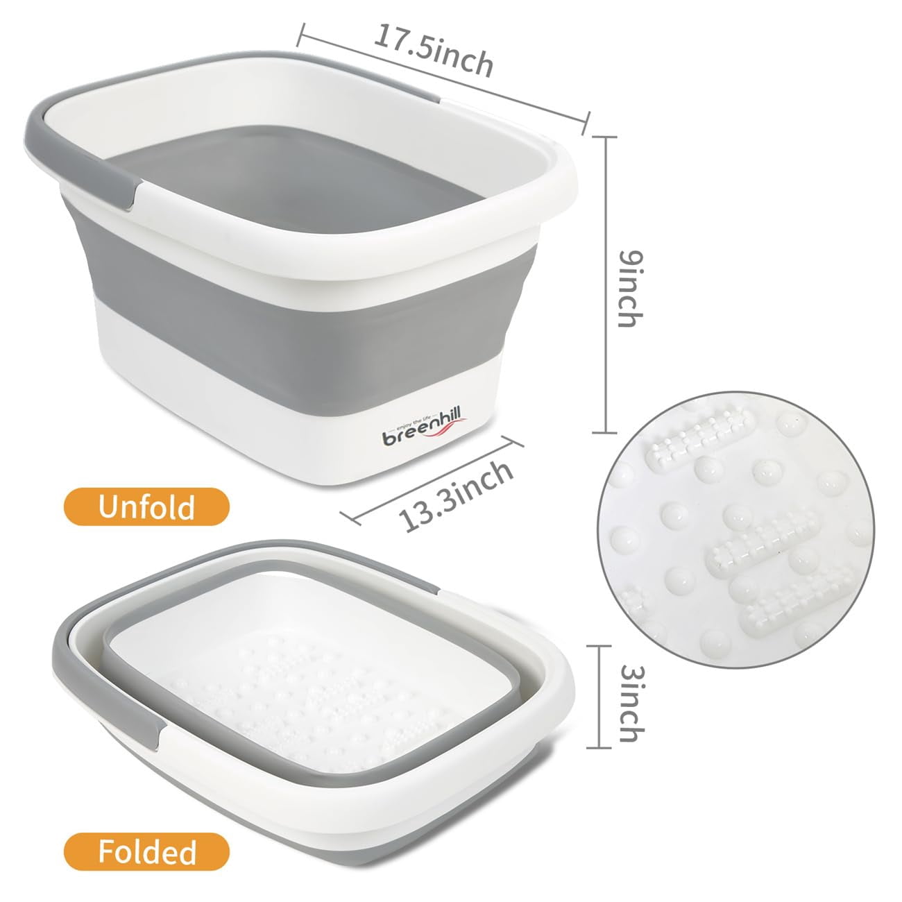 2 Pack Foldable Foot Bath Basin, Collapsible Plastic Tub with Handles ...