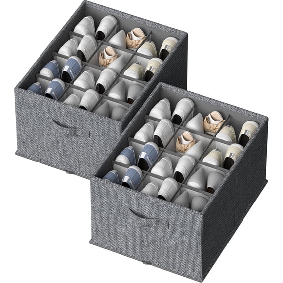 2 Pack Foldable Shoe Organizer for Closet, Fits Up to 24 Pairs, Durable ...