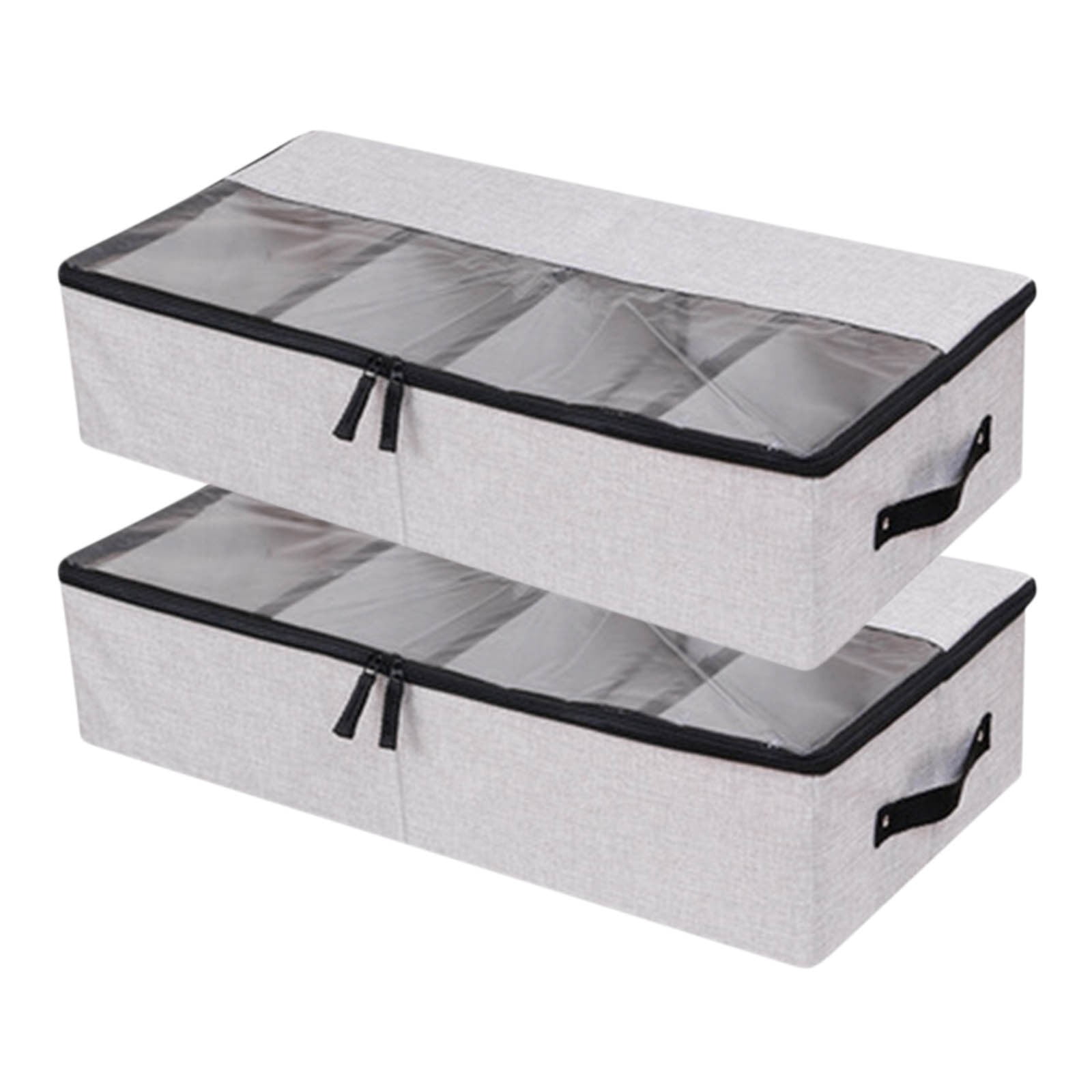 2-Pack Foldable Storage Boxes Breathable Non-Woven Fabric Shoe ...
