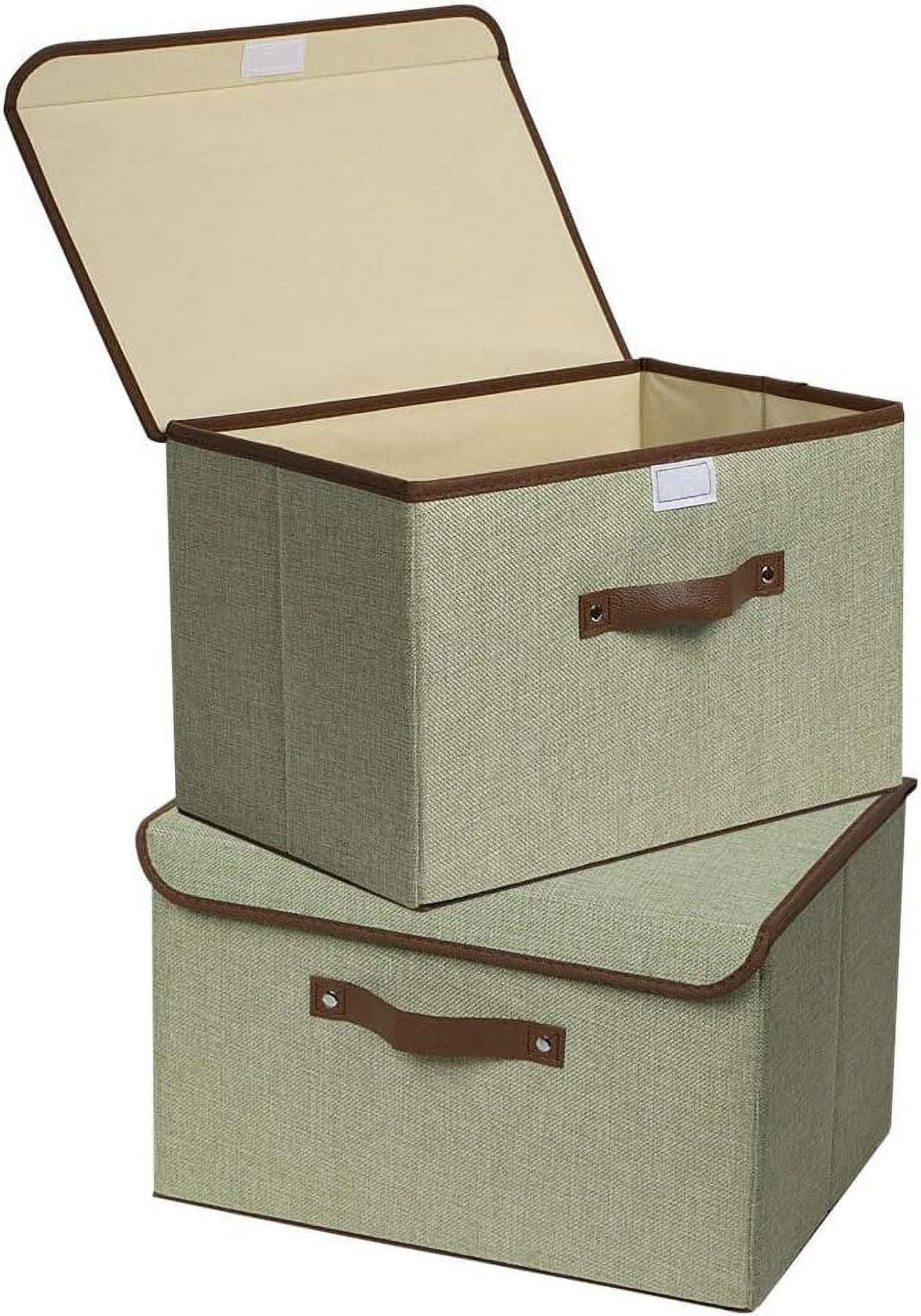 2 Pack Foldable Storage Boxes with Lids Collapsible Storage Bin with ...