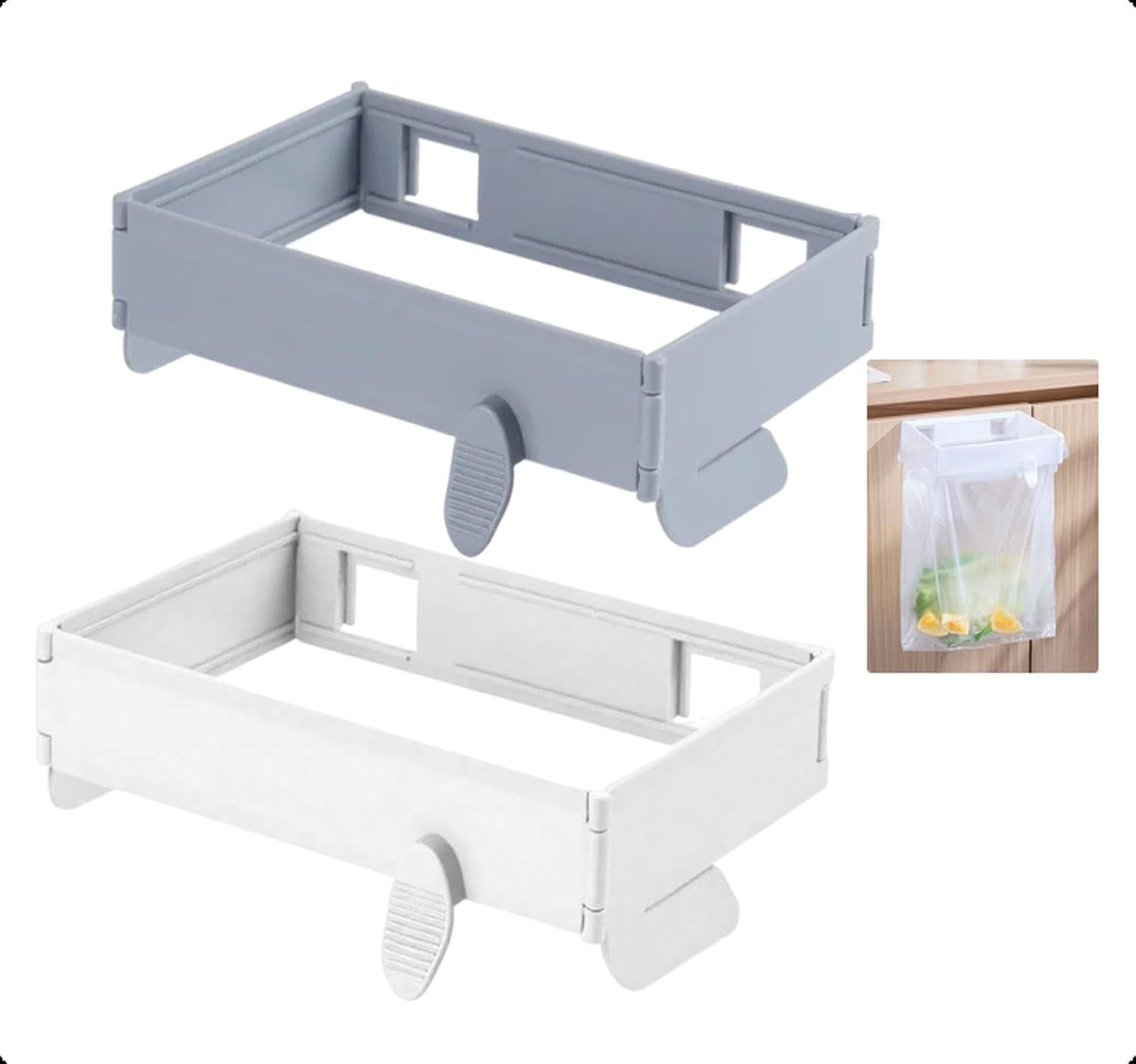2-Pack Foldable Trash Bag Holder, Adhesive Mounted Plastic Bag ...