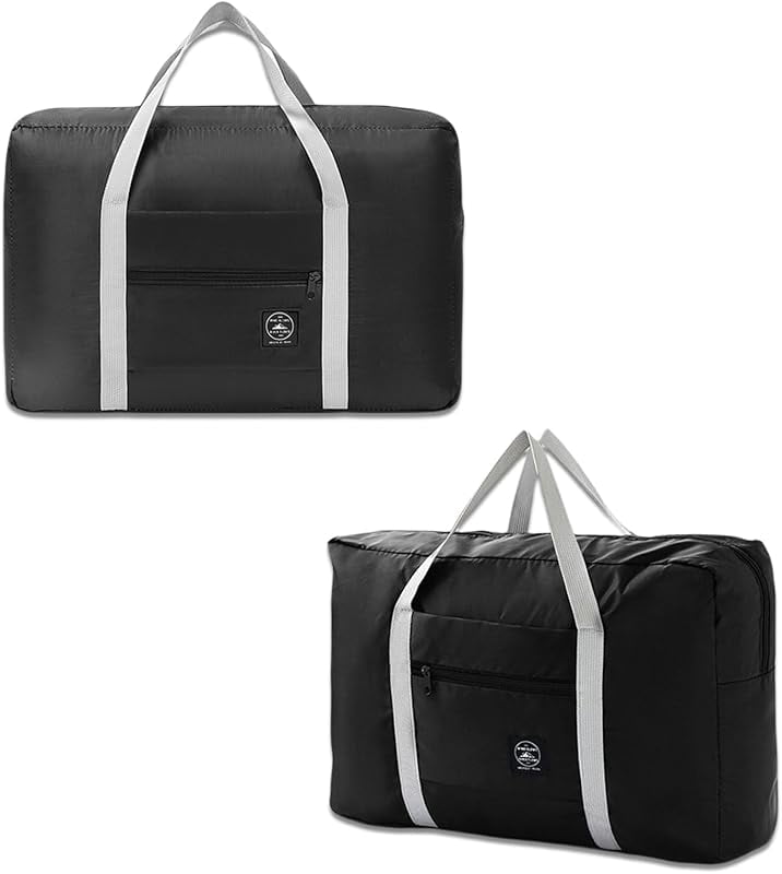 2 Pack Foldable Travel Duffel Bag with Trolley Sleeve, Lightweight ...