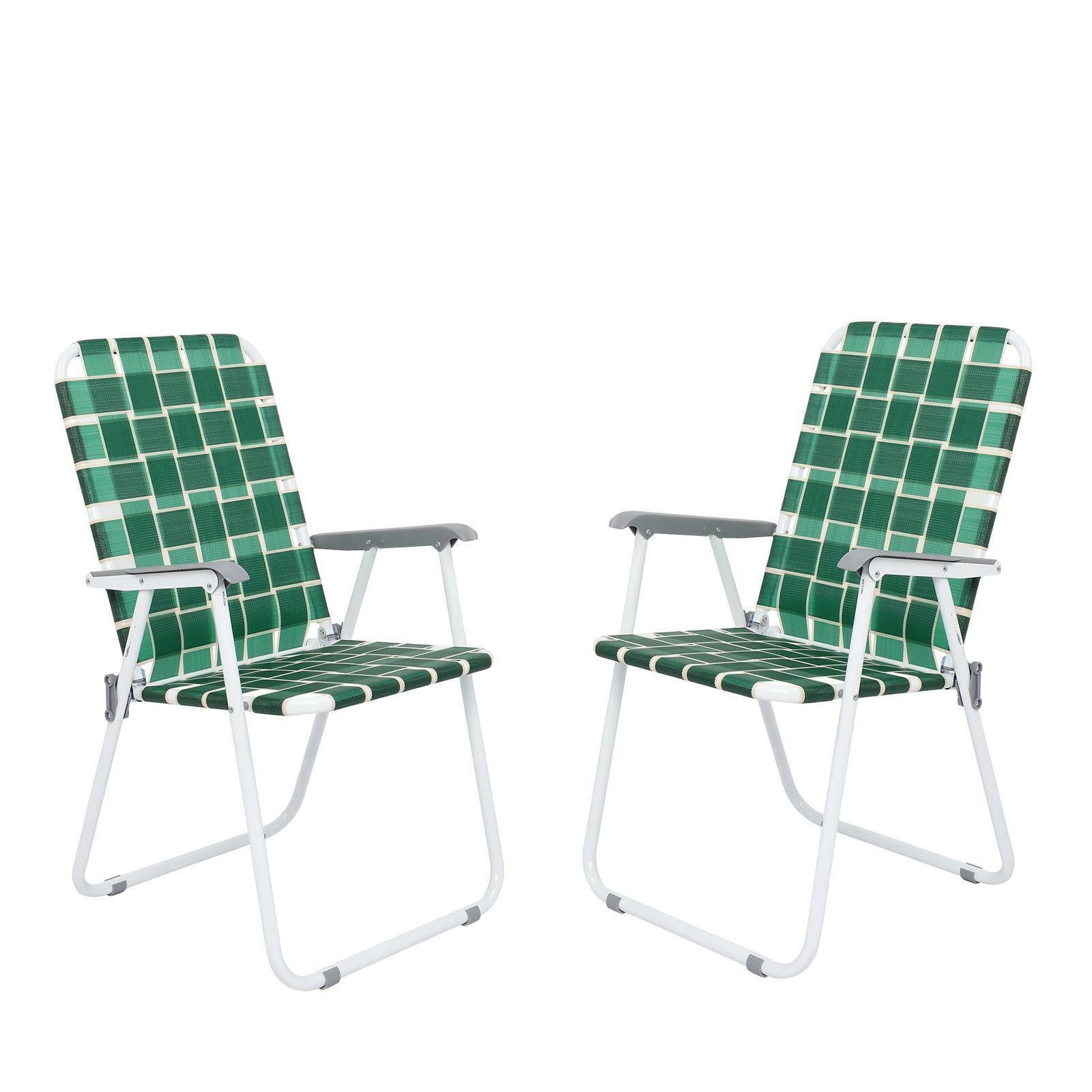 2 Pack Foldable Webbing Retro Lounge Lawn Beach Camp Chair, Portable ...