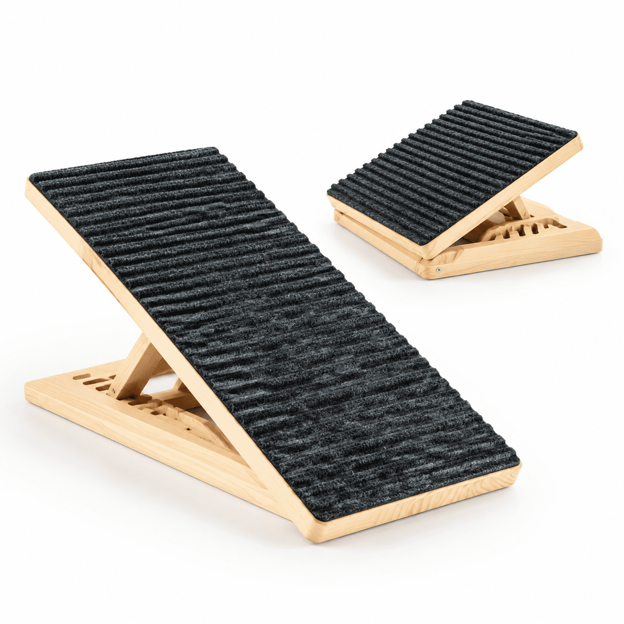 2 Pack Foldable Wooden Pet Stair Ramp with 3 Adjustable Heights for ...