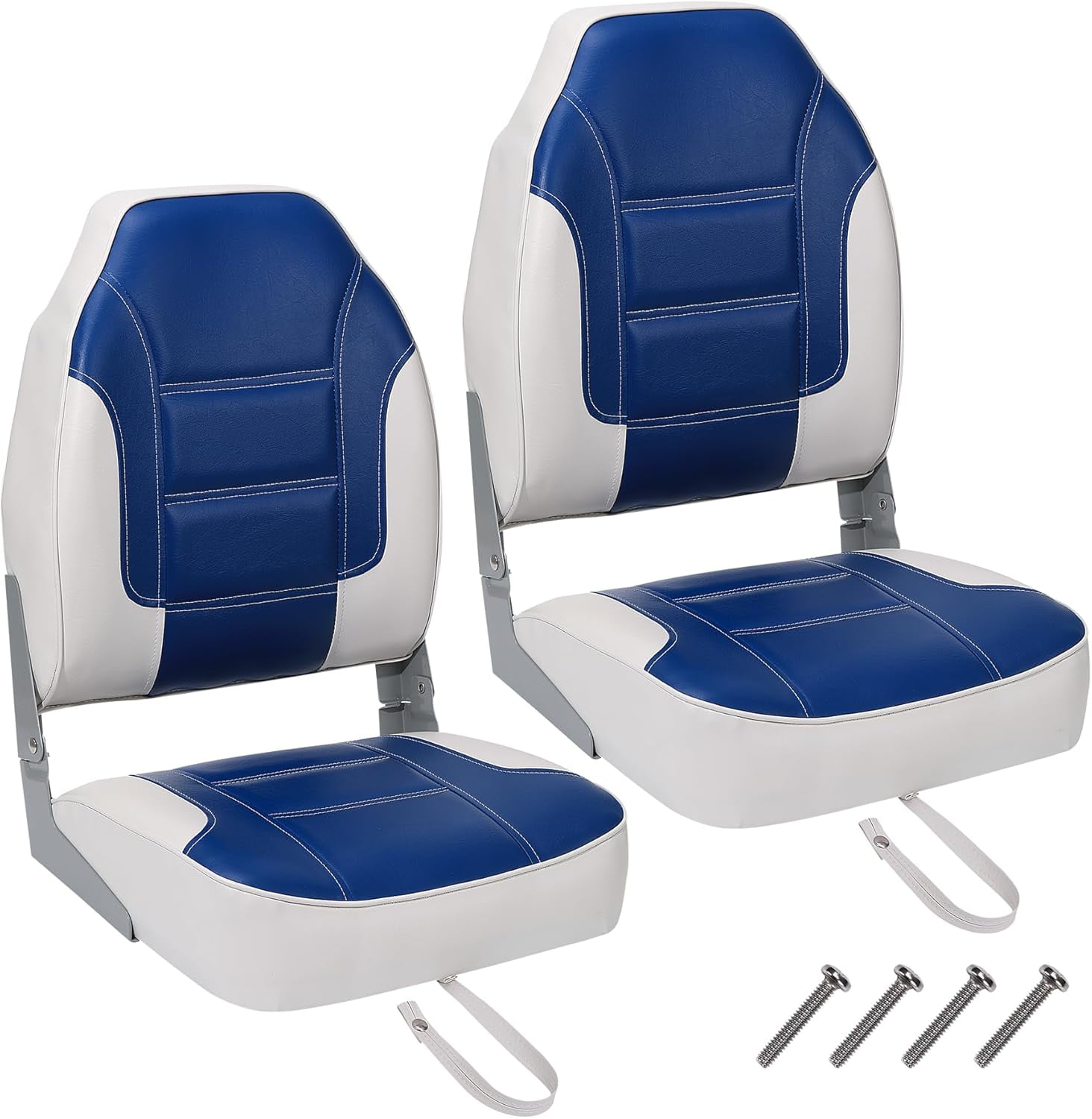 2 Pack Folding Boat Seats, High Back Fishing Boat Seat, Comfortable ...