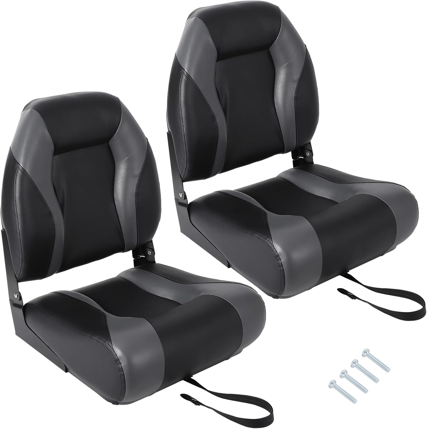 2 Pack Folding Boat Seats, High Back Fishing Boat Seat, Comfortable ...