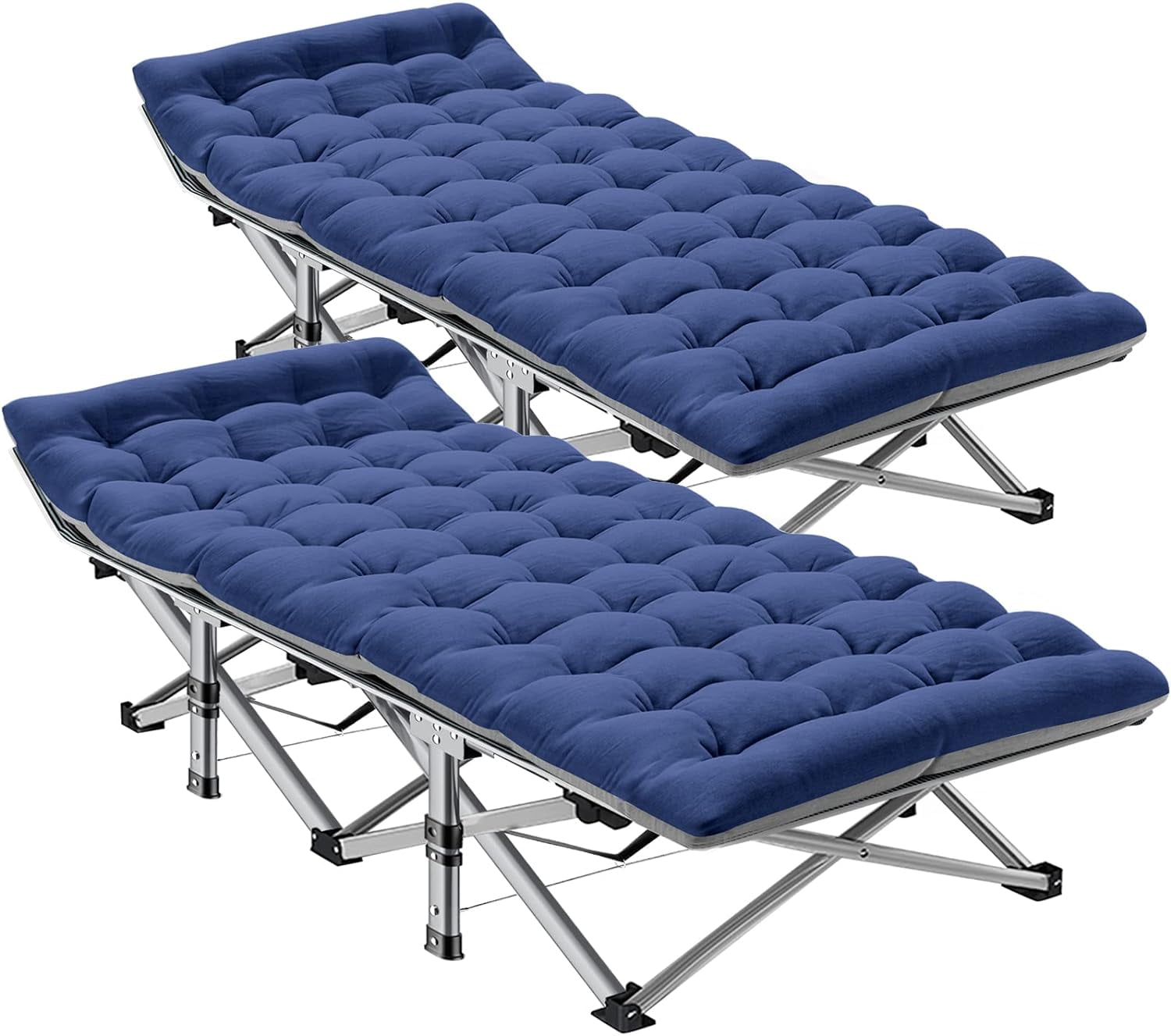 2 Pack Folding Camping Cot W/Mat for Adults, Heavy Duty Outdoor Bed ...