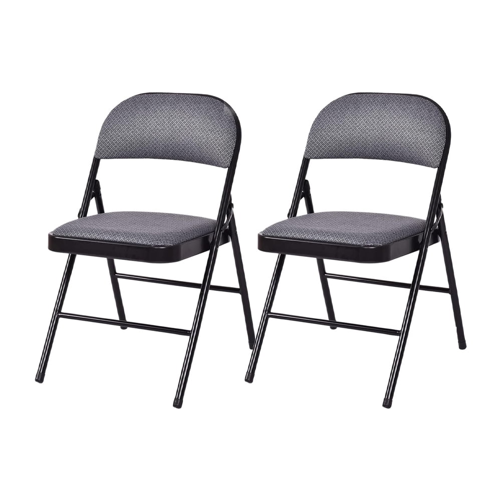 2-Pack Folding Chairs, Fabric Dining Chair Set with Metal Frame, Padded ...