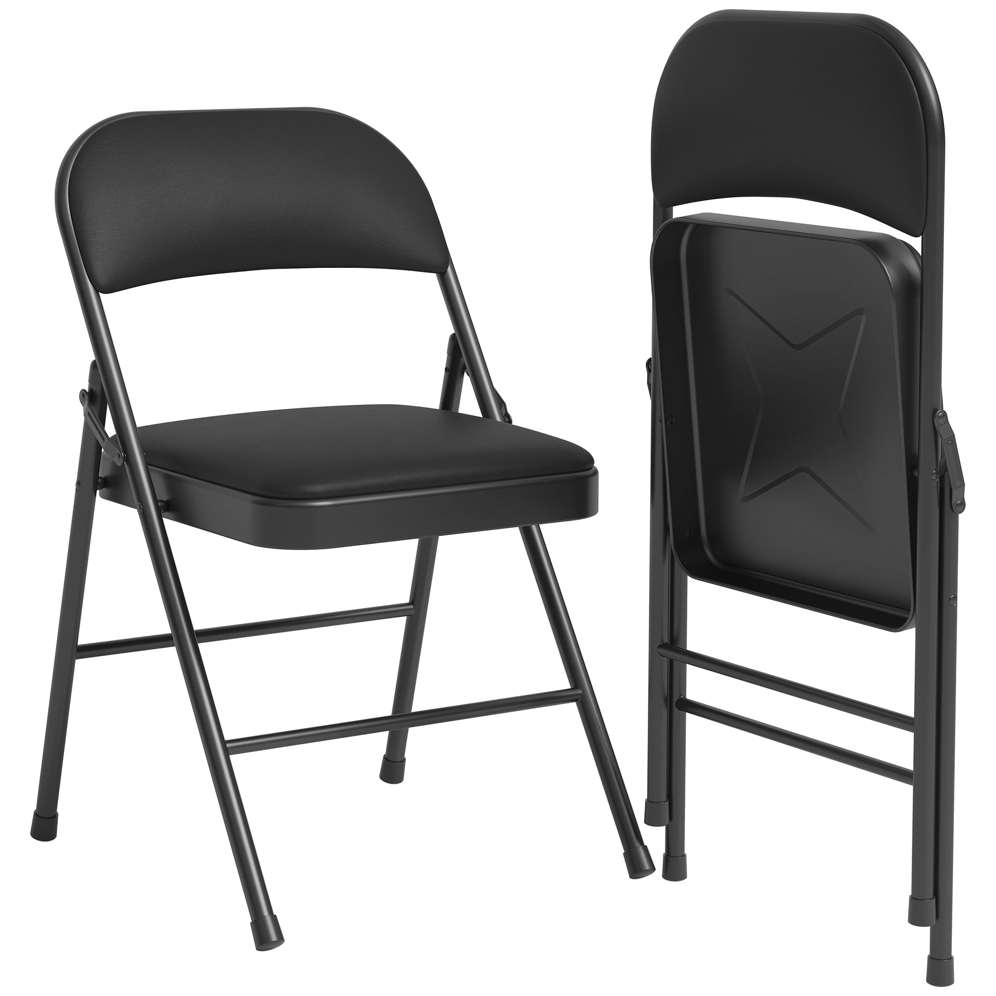 2 Pack Folding Chairs with Padded Cushions, Padded Foldable Chair Hold ...