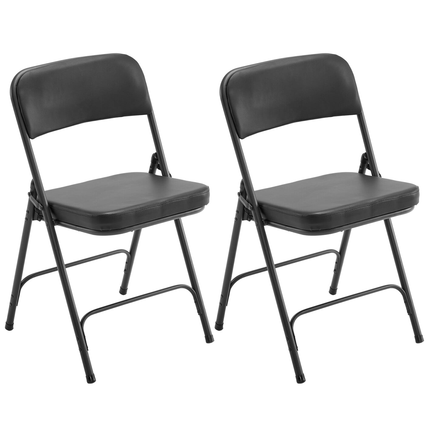 2 Pack Folding Chairs with Padded Seats, Portable Stackable Foldable ...