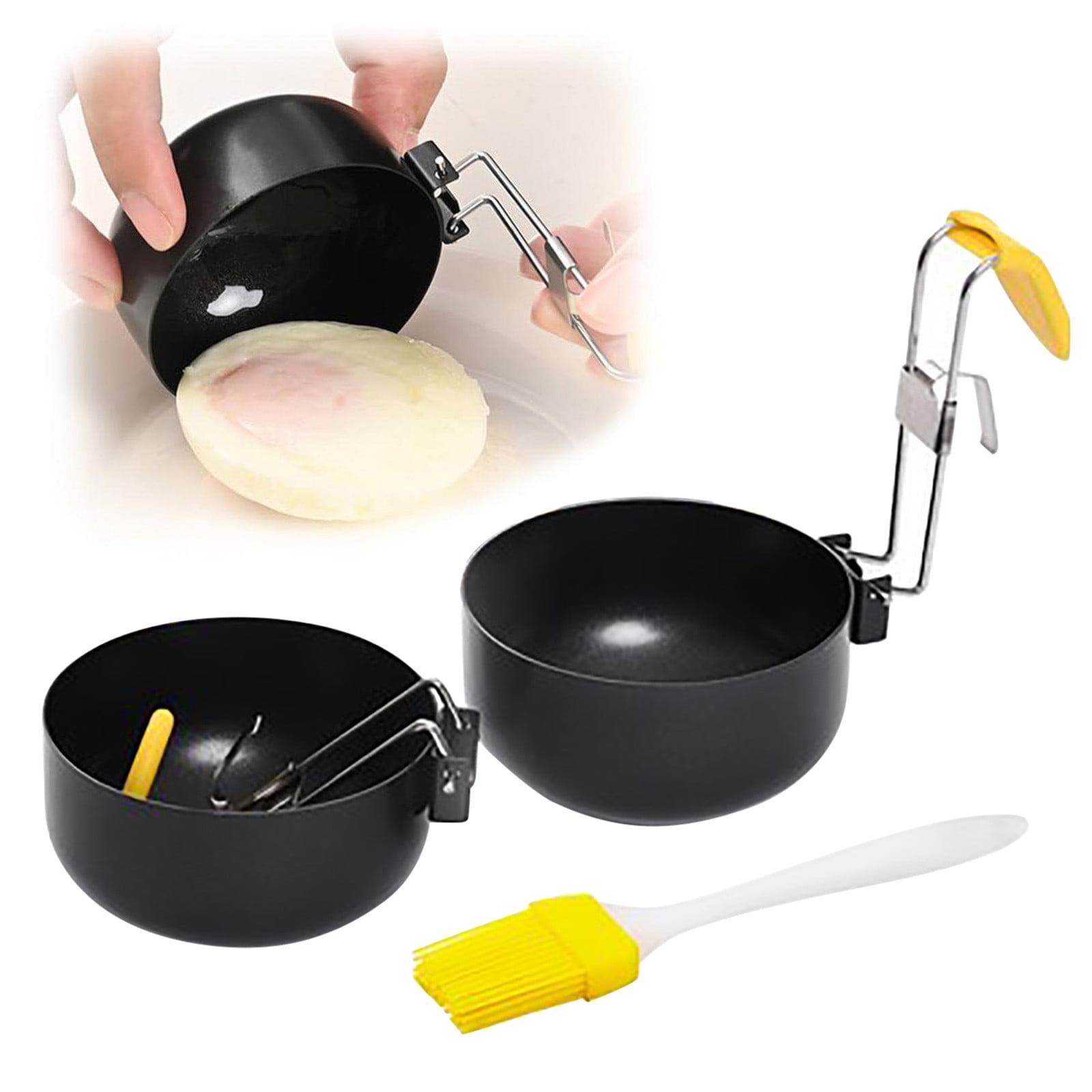 2 Pack Folding Egg Poacher, Poached Egg Cooker Nonstick, Stainless ...