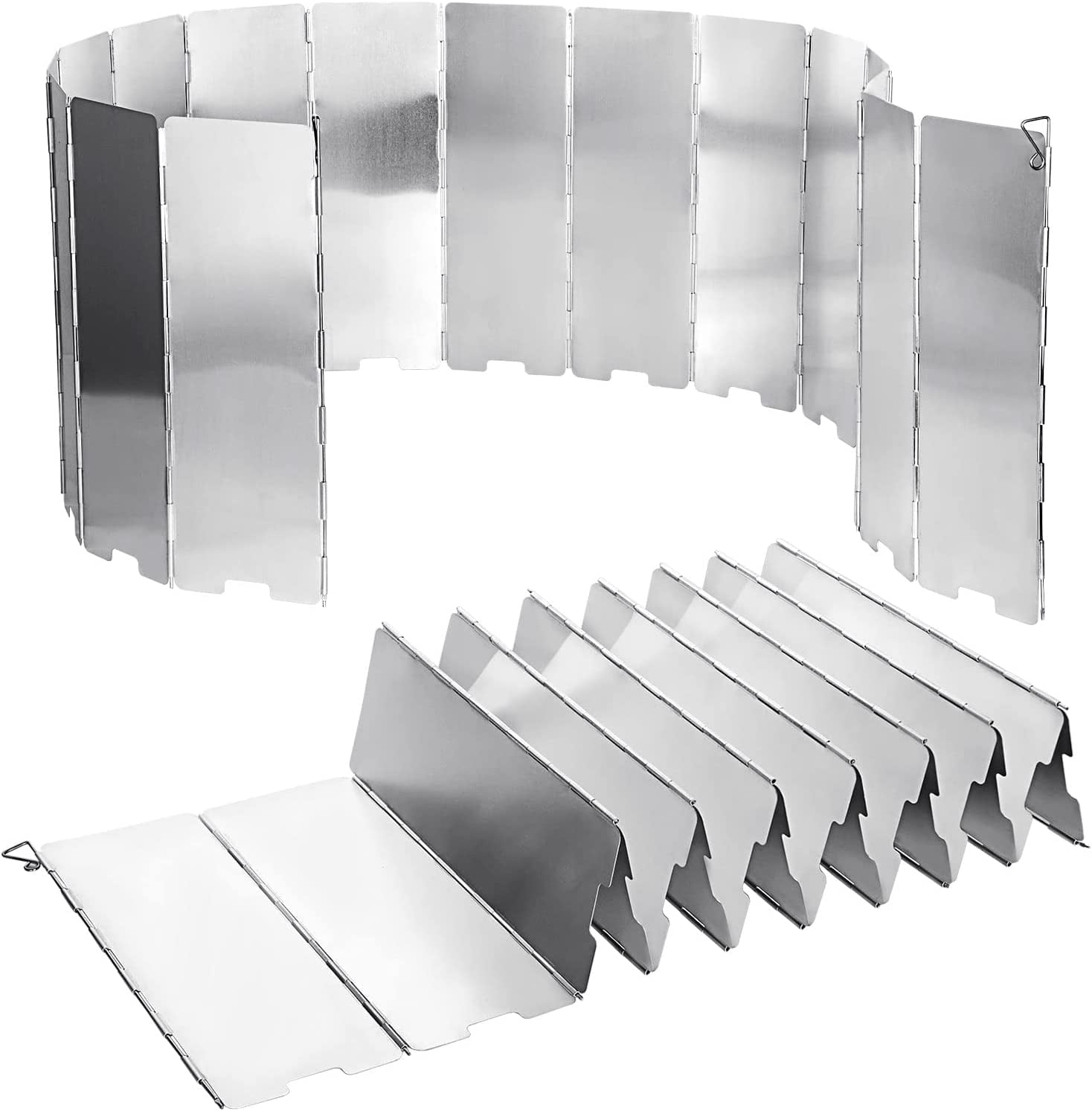 2 Pack Folding Outdoor Stove Windscreen, 16 Plates Aluminum Camping ...