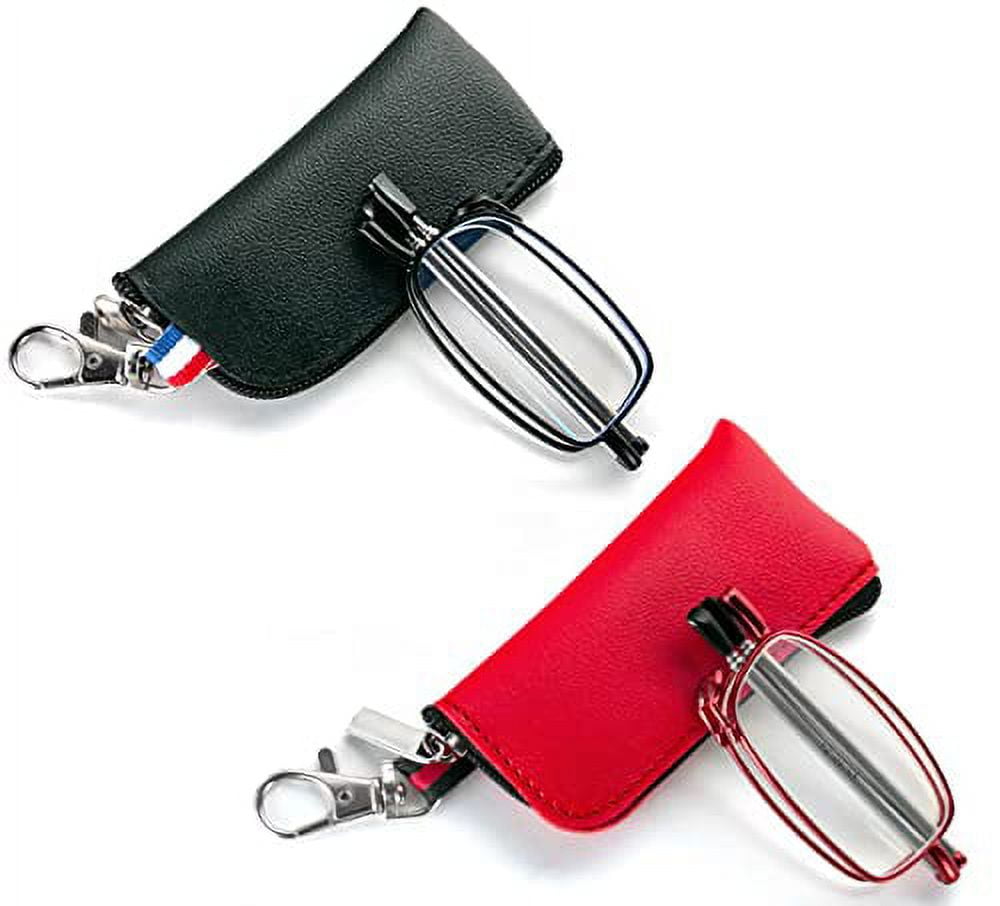 2 Pack Folding Reading Glasses for Men Women with Keychain Compact Bags ...