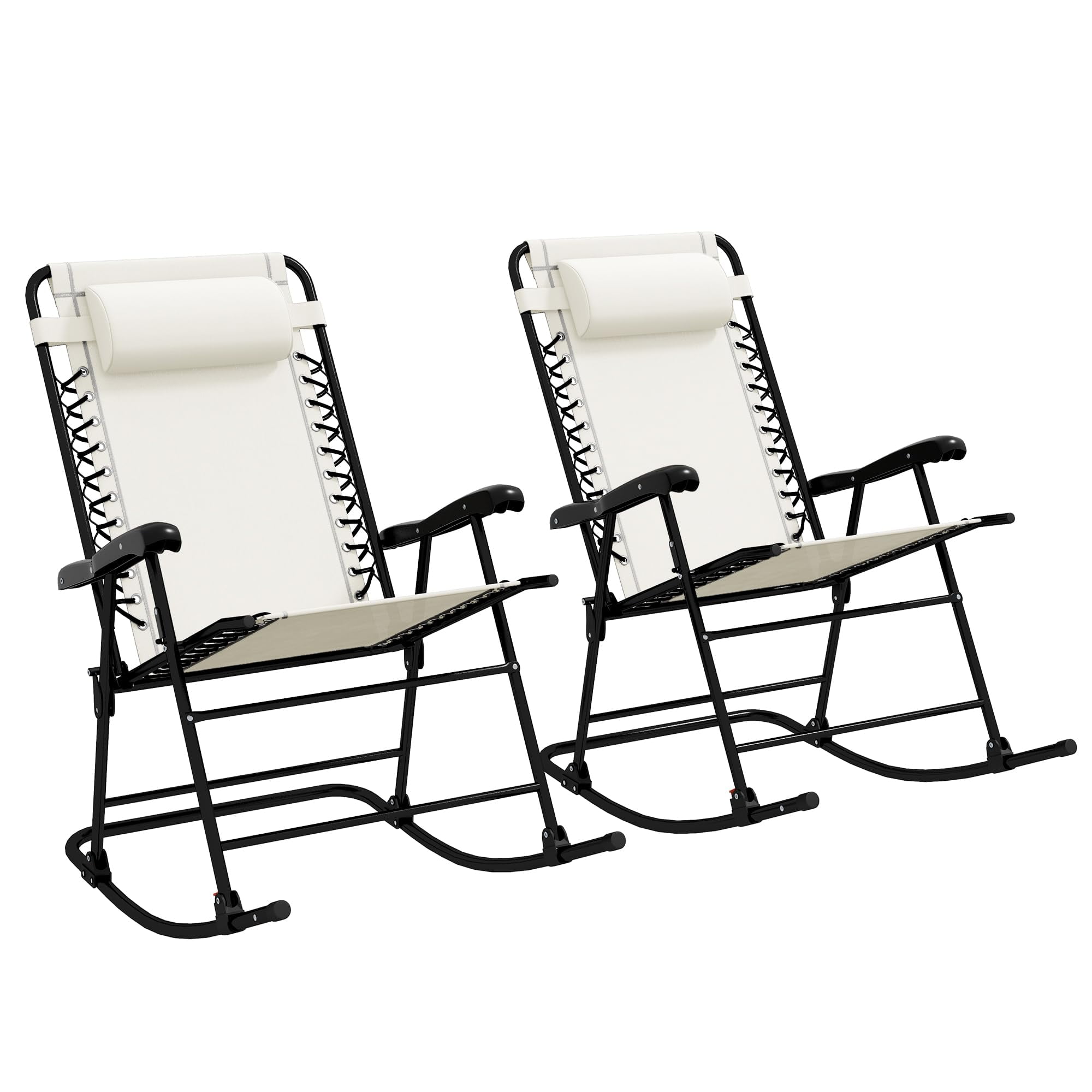 2 Pack Folding Rocking Chairs, Patio Lawn Rocker Set with Headrests for ...