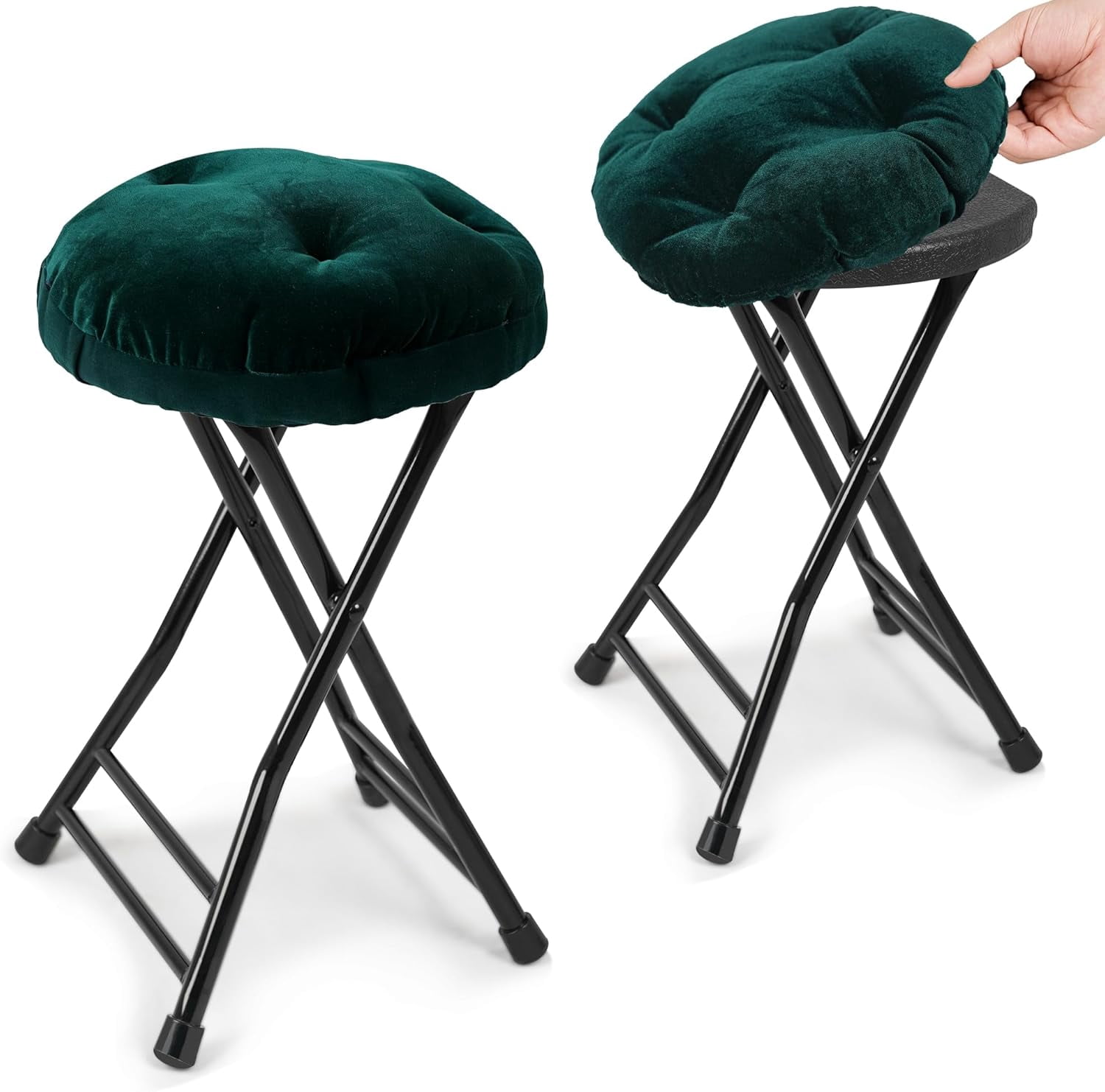 2 Pack Folding Stool with 2 Pack Seat Cushion, Folding Chair with ...