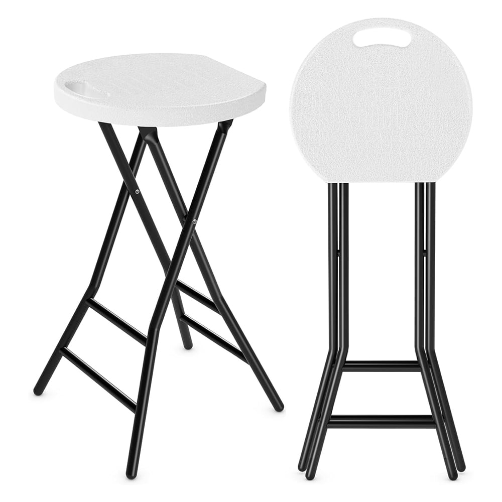 2 Pack Folding Stool, 24 inch Portable Bar Stools, Metal and Plastic ...