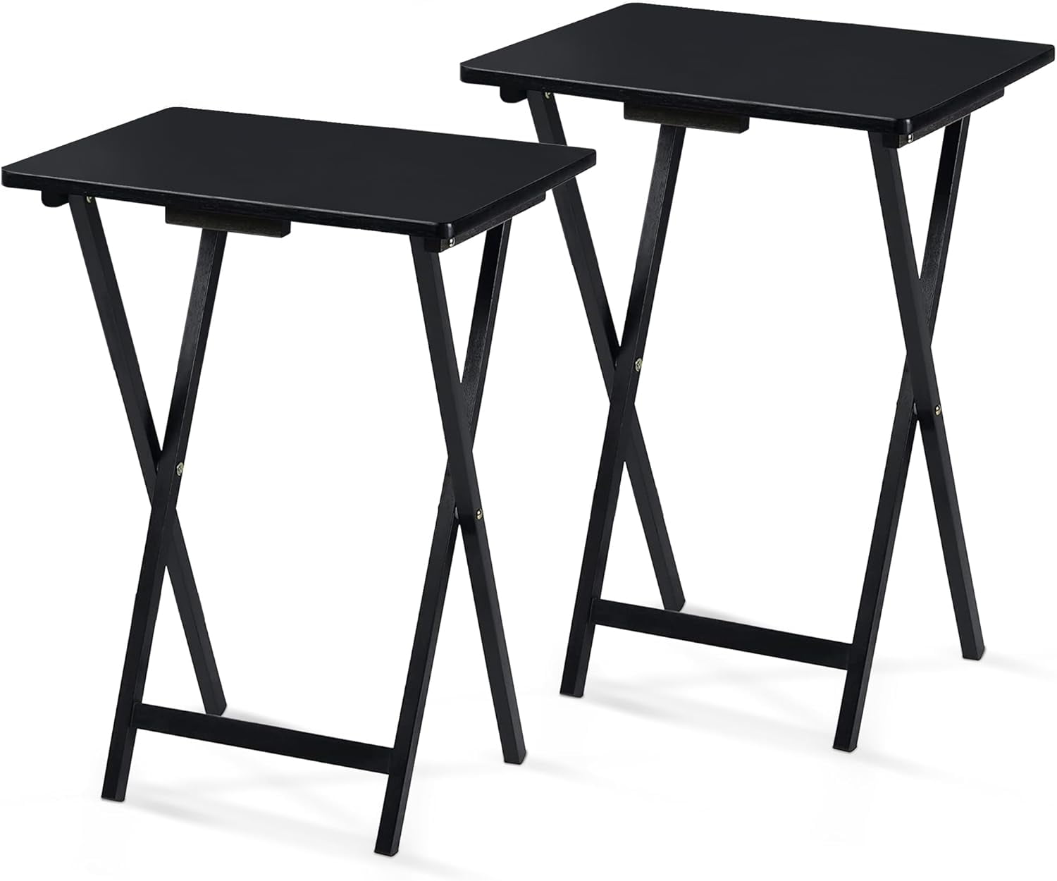 2-Pack Folding TV Tray Set, Black - Collapsible Portable Snack Serving ...