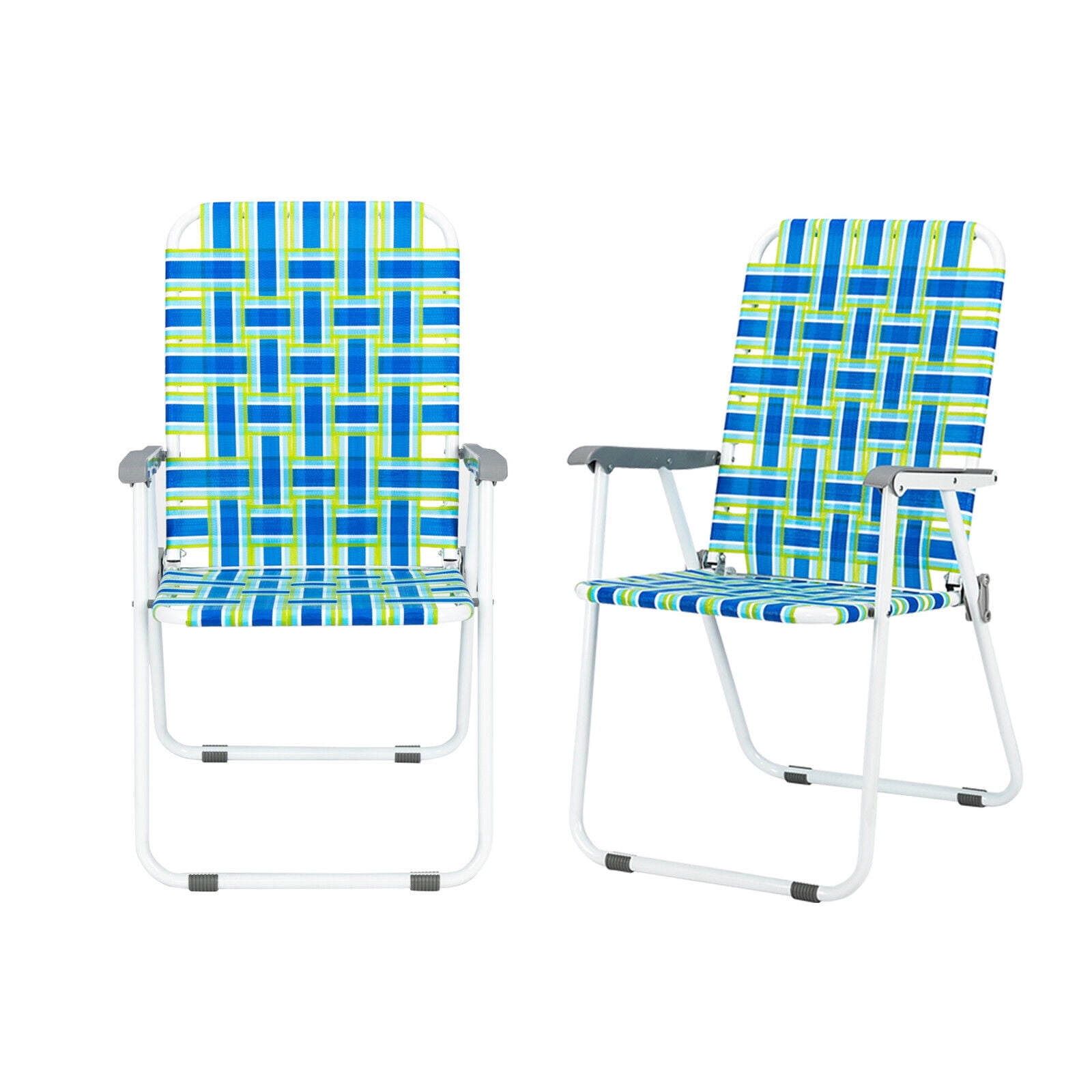 2 Pack Folding Webbed Lawn Chair, Beach Chair Lawn Patio Webbed Strap ...