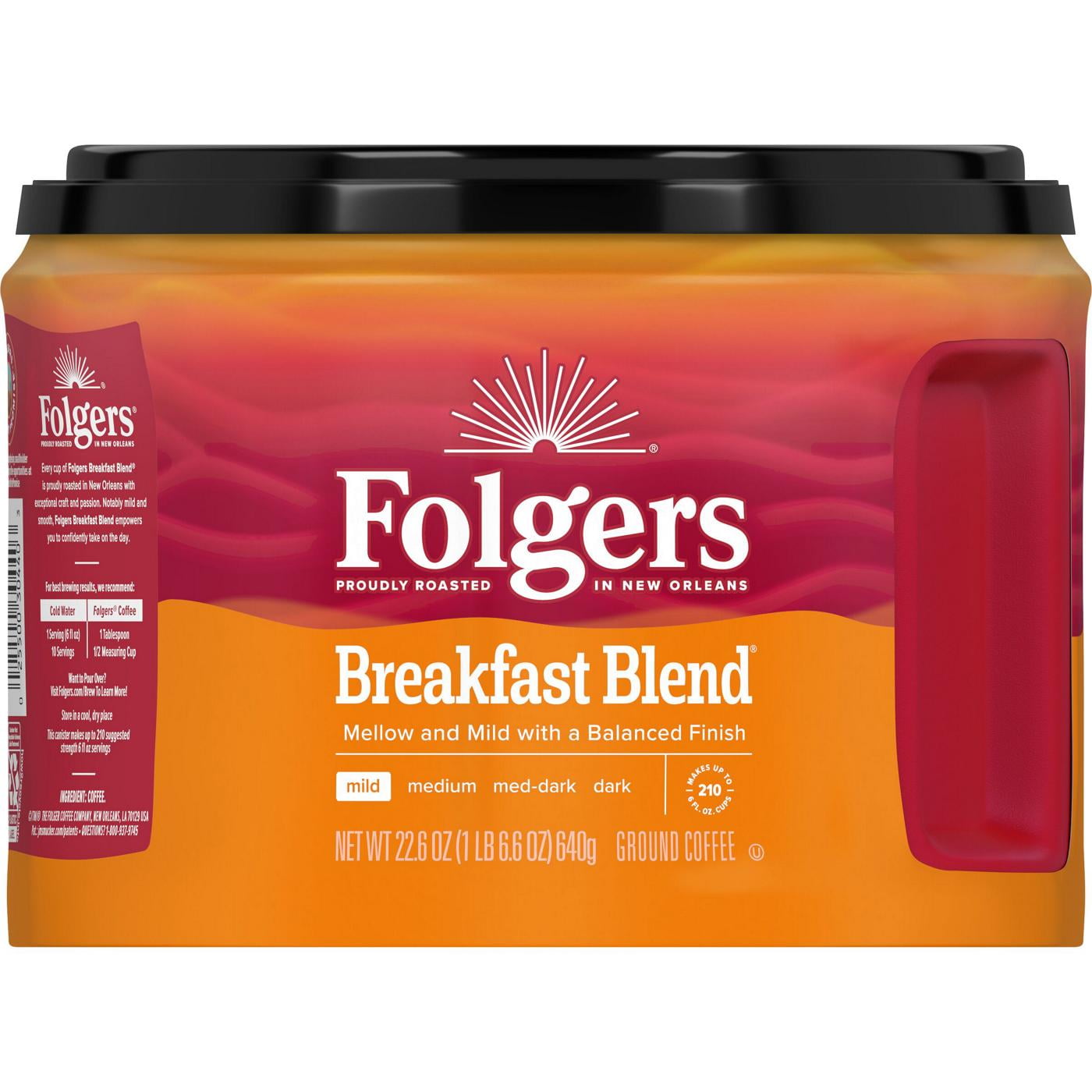 2 Pack Folgers Breakfast Blend Mild Roast Ground Coffee - Walmart.com