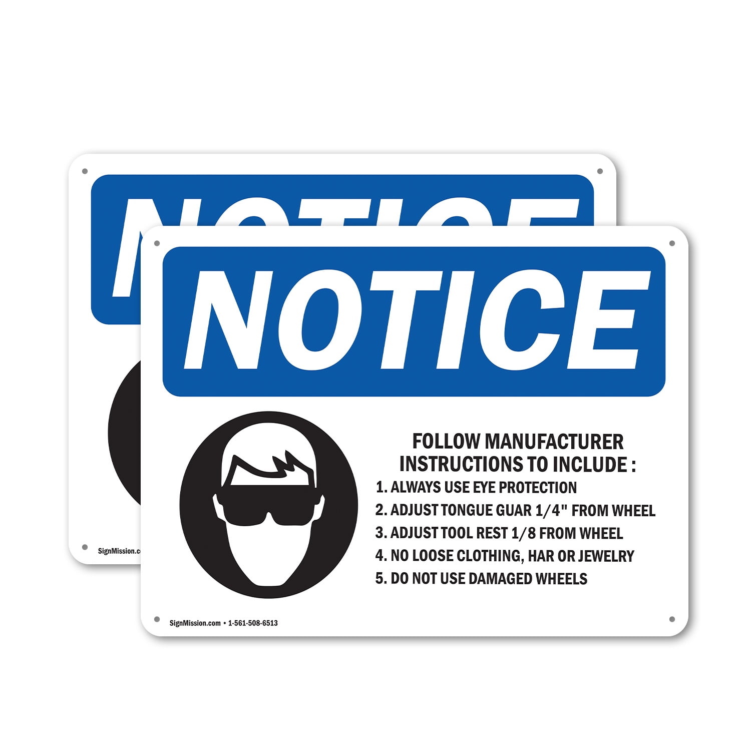 (2 Pack) Follow Manufacturer Instructions OSHA Notice Sign 24 Inch X 18 ...