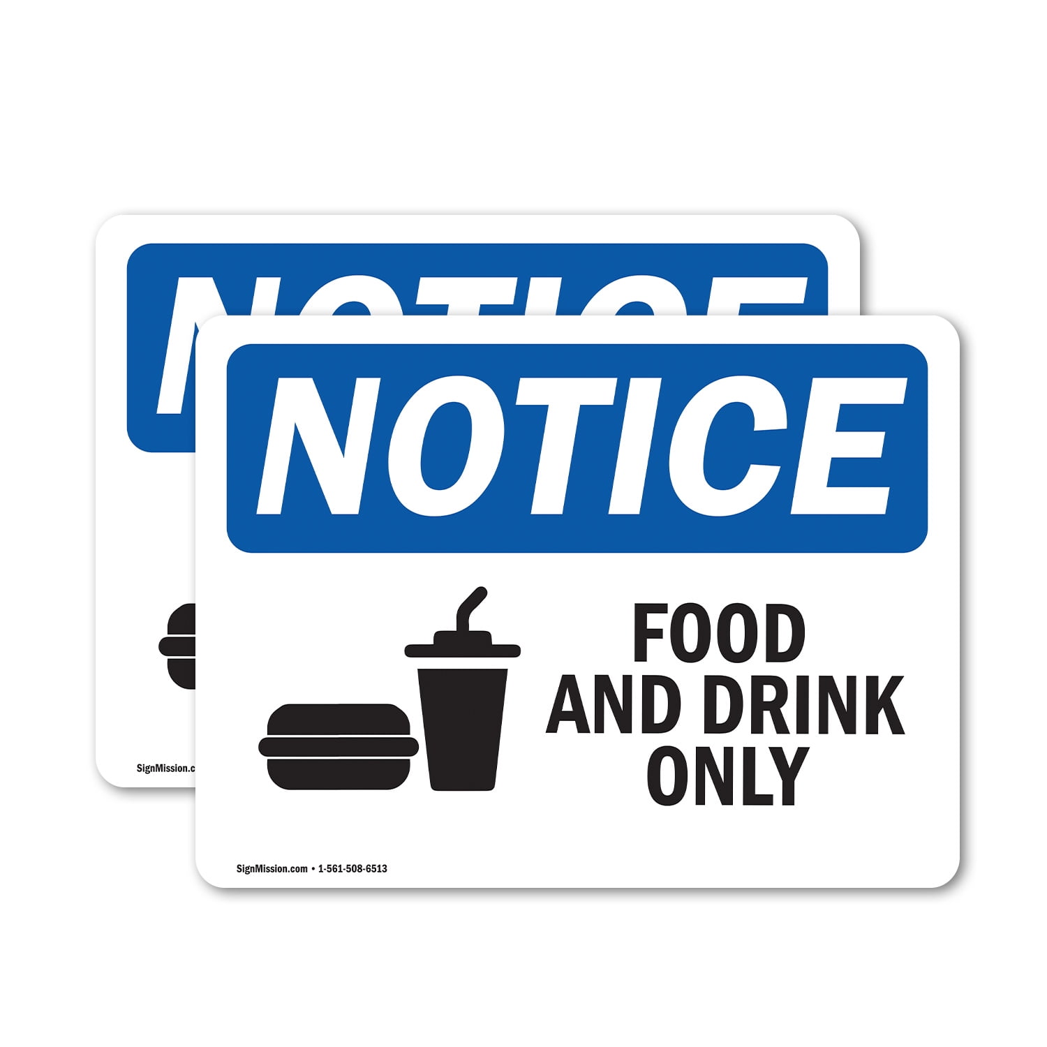 (2 Pack) Food And Drink Only Sign With Symbol OSHA Notice Sign 7 Inch X ...
