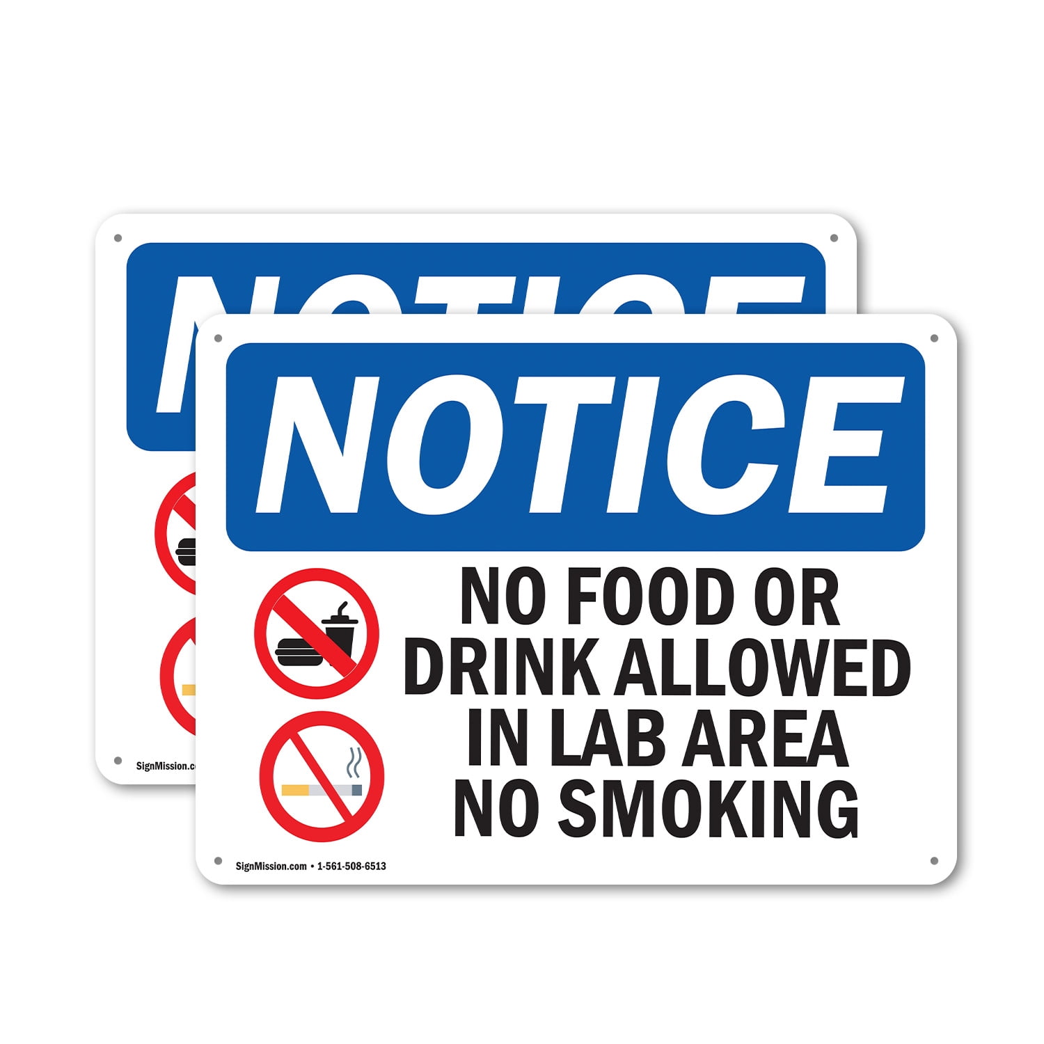 (2 Pack) No Food Or Drink Allowed In OSHA Notice Sign 10 Inch X 7 Inch ...