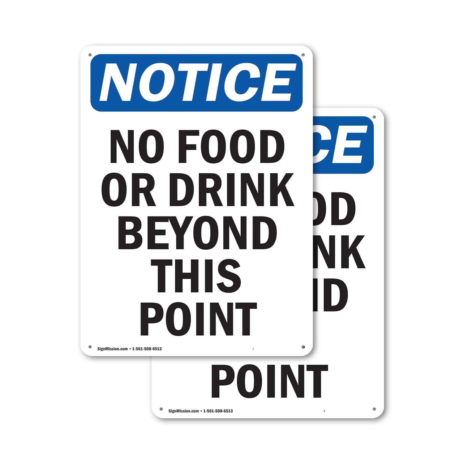 (2 Pack) No Food Or Drink Beyond This Point OSHA Notice Sign 10 Inch X ...