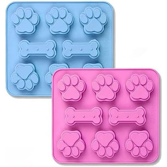 2 Pack Food Grade Silicone Molds Paw and Bone Mold Frozen Dog Treat ...