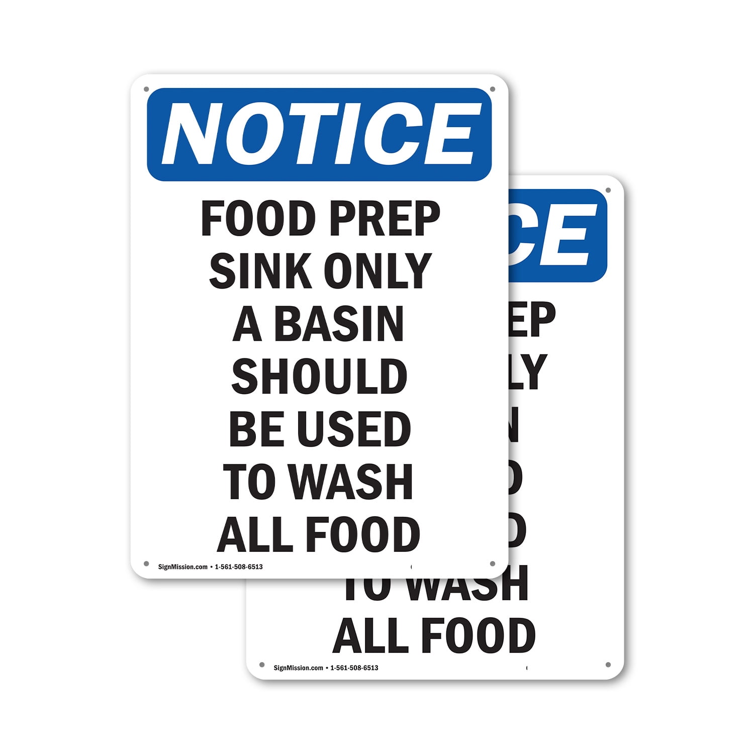 (2 Pack) Food Prep Sink Only A Basin Should OSHA Notice Sign 18 Inch X ...