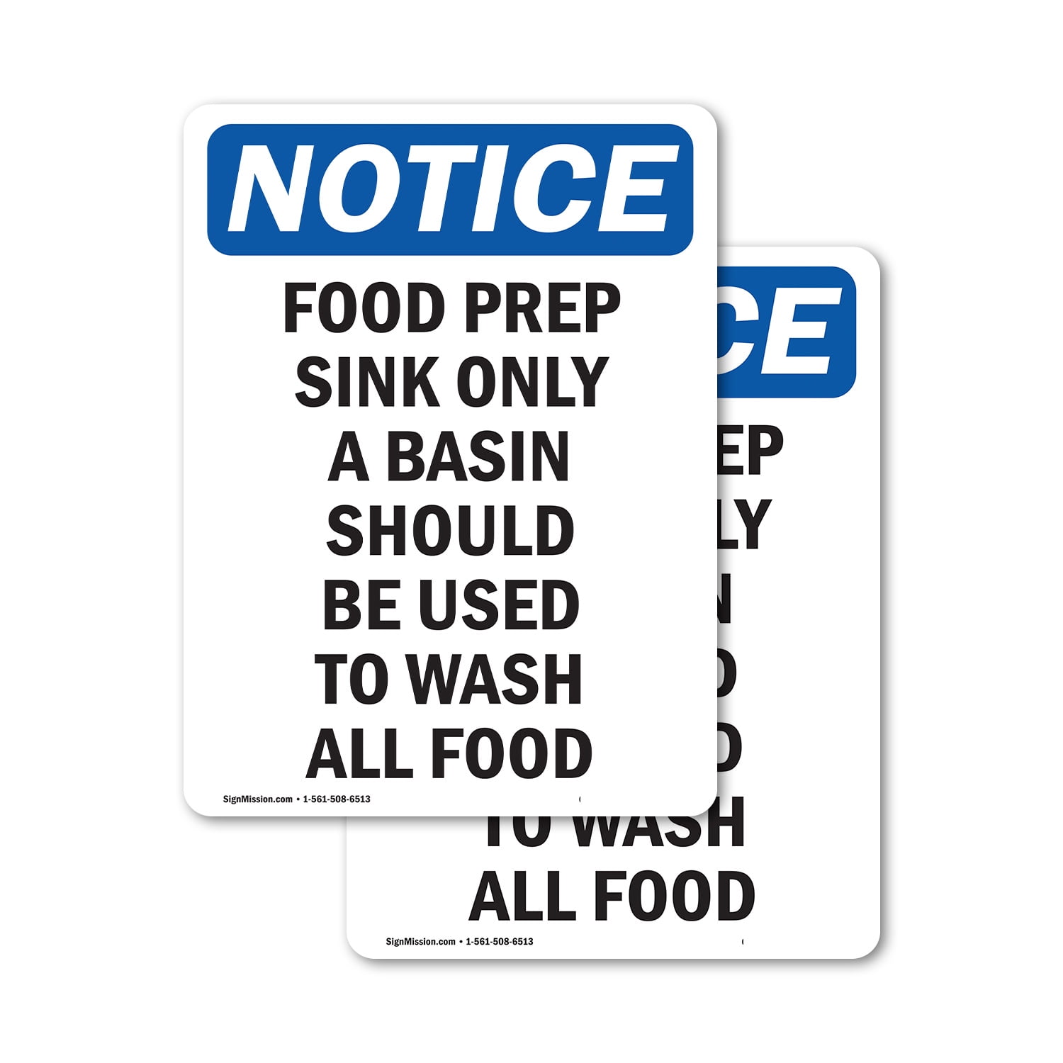 (2 Pack) Food Prep Sink Only A Basin Should OSHA Notice Sign 18 Inch X ...