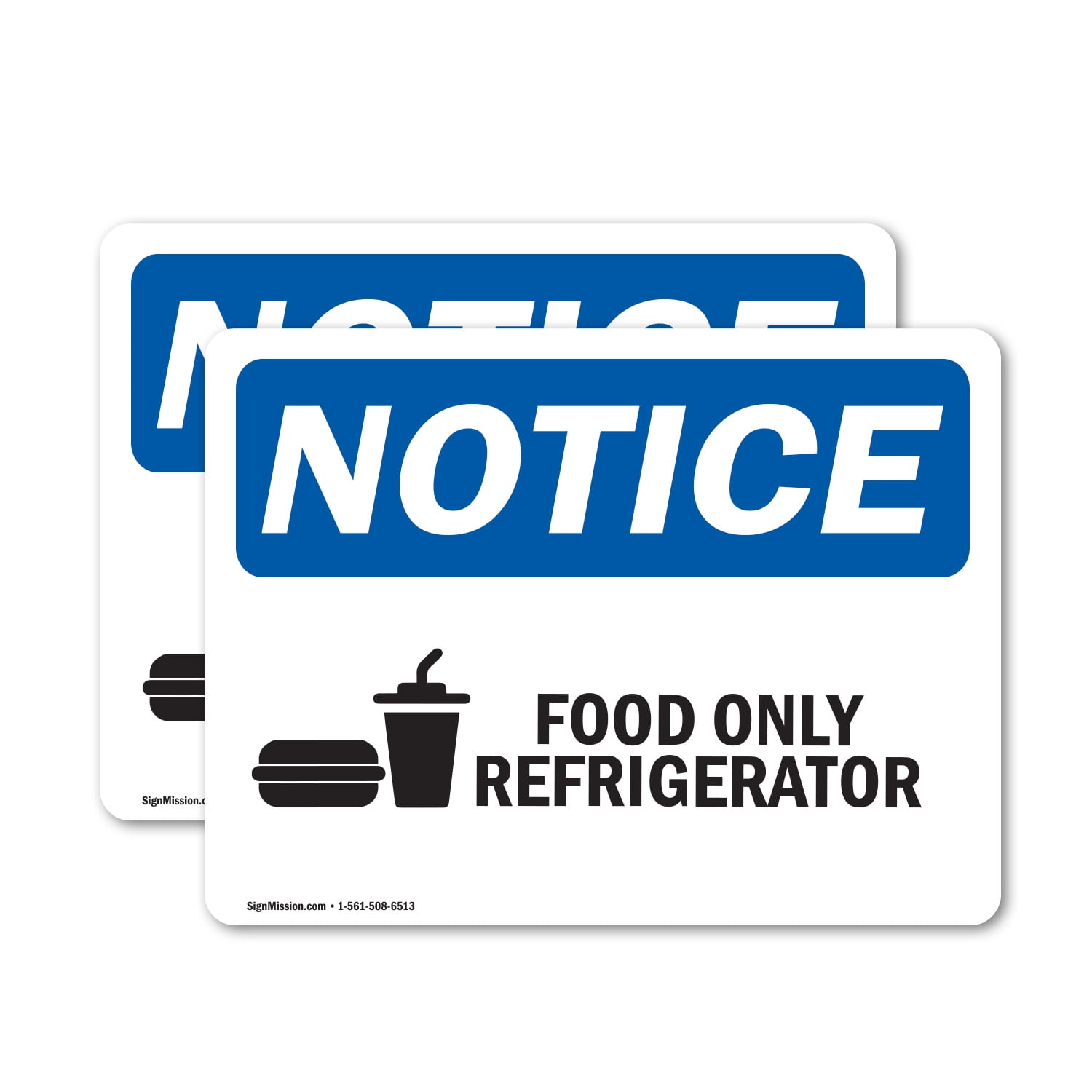 (2 Pack) Food Only Refrigerator OSHA Notice Sign 10 Inch X 7 Inch ...