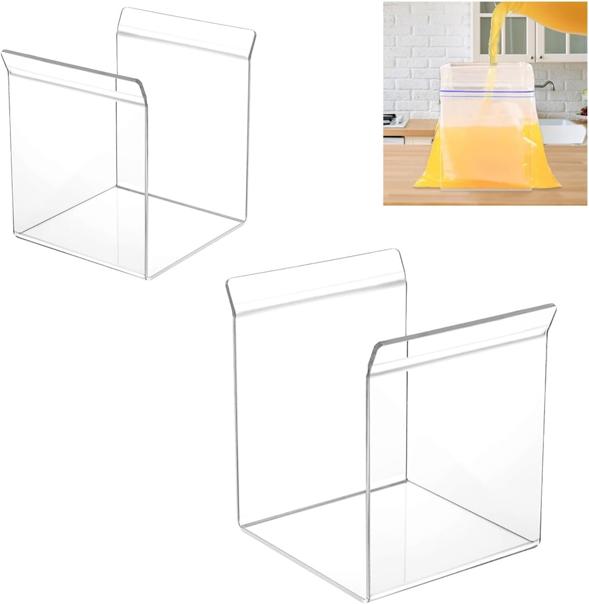 2 Pack Food Storage Bag Stand,Ziplock Bag Holder,Holder for Food Prep Bag,Baggy Rack Holder for ...