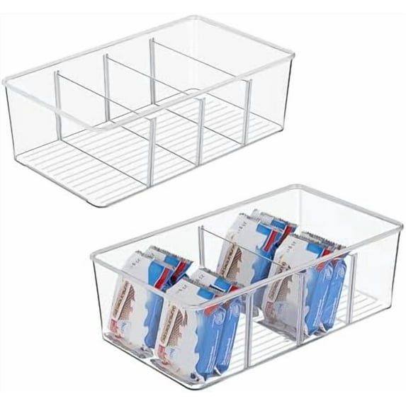 2 Pack Food Storage Organizer Bins, Clear Plastic Bins for Pantry ...