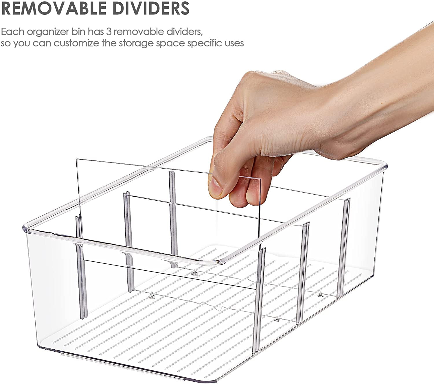 2 Pack Food Storage Organizer Bins, Clear Plastic Bins for Pantry ...