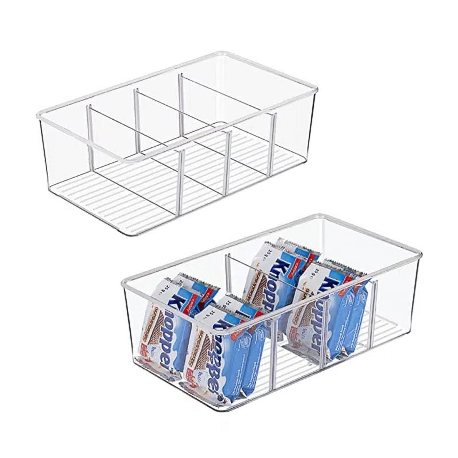 2 Pack Food Storage Organizer Bins – Clear Plastic Removable Snack ...