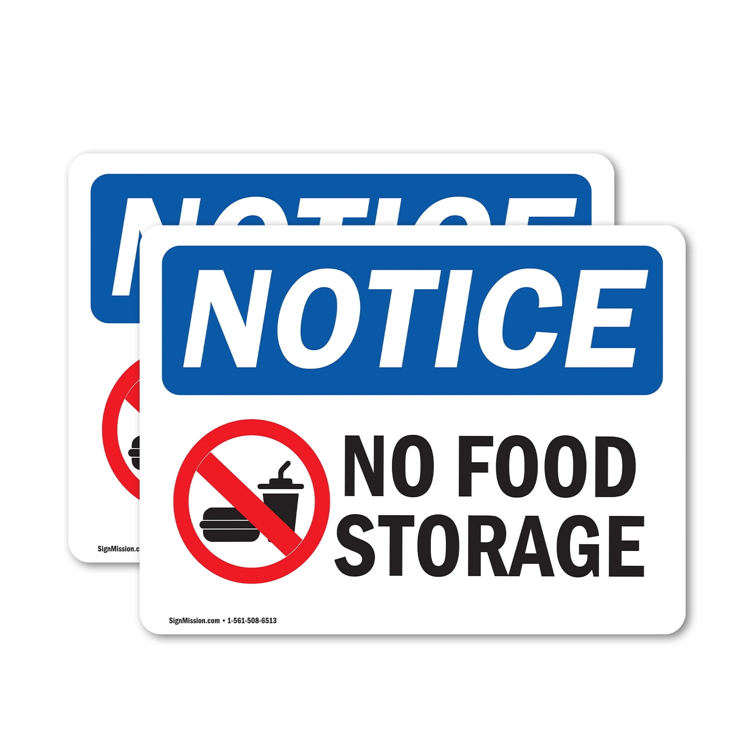 (2 Pack) No Food Storage Sign With Symbol OSHA Notice Sign 24 Inch X 18 ...