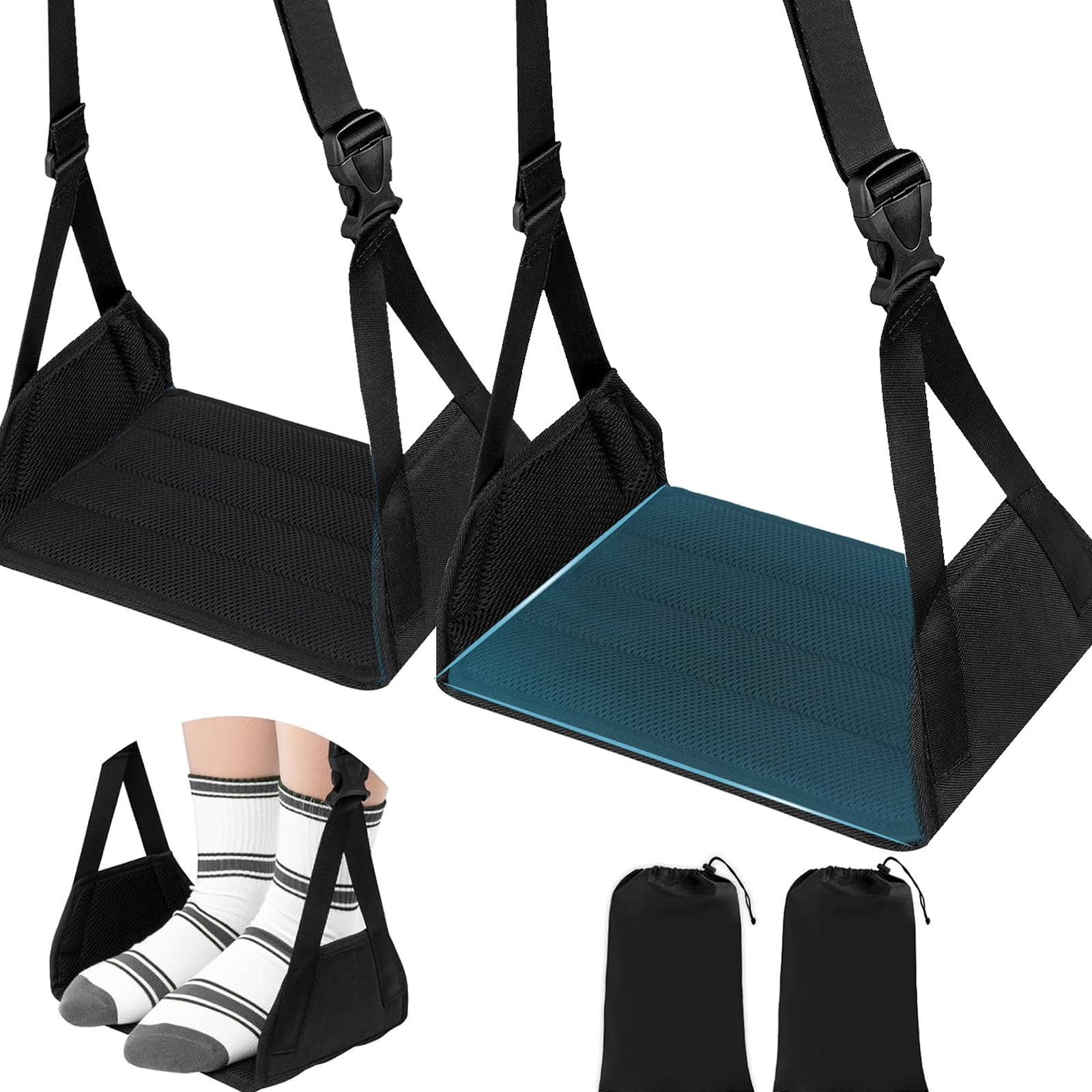 2-Pack Foot Hammock for Plane Travel, No Collapse Thickened Bamboo ...