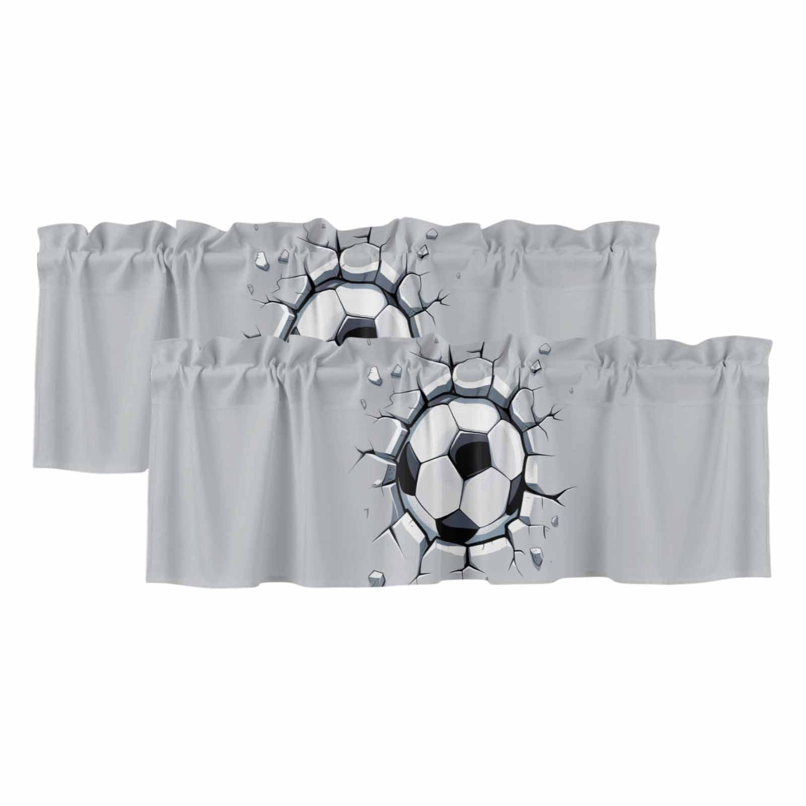 2 Pack Football Wall Crack Valances for Windows Bedroom Living Room ...