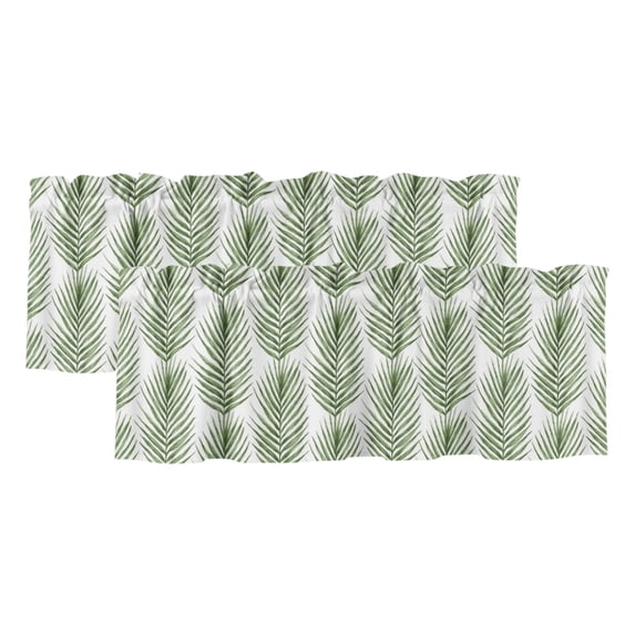 2 Pack Forest Green Palm Leaves Valance for Window Summer Tropical Leaf ...