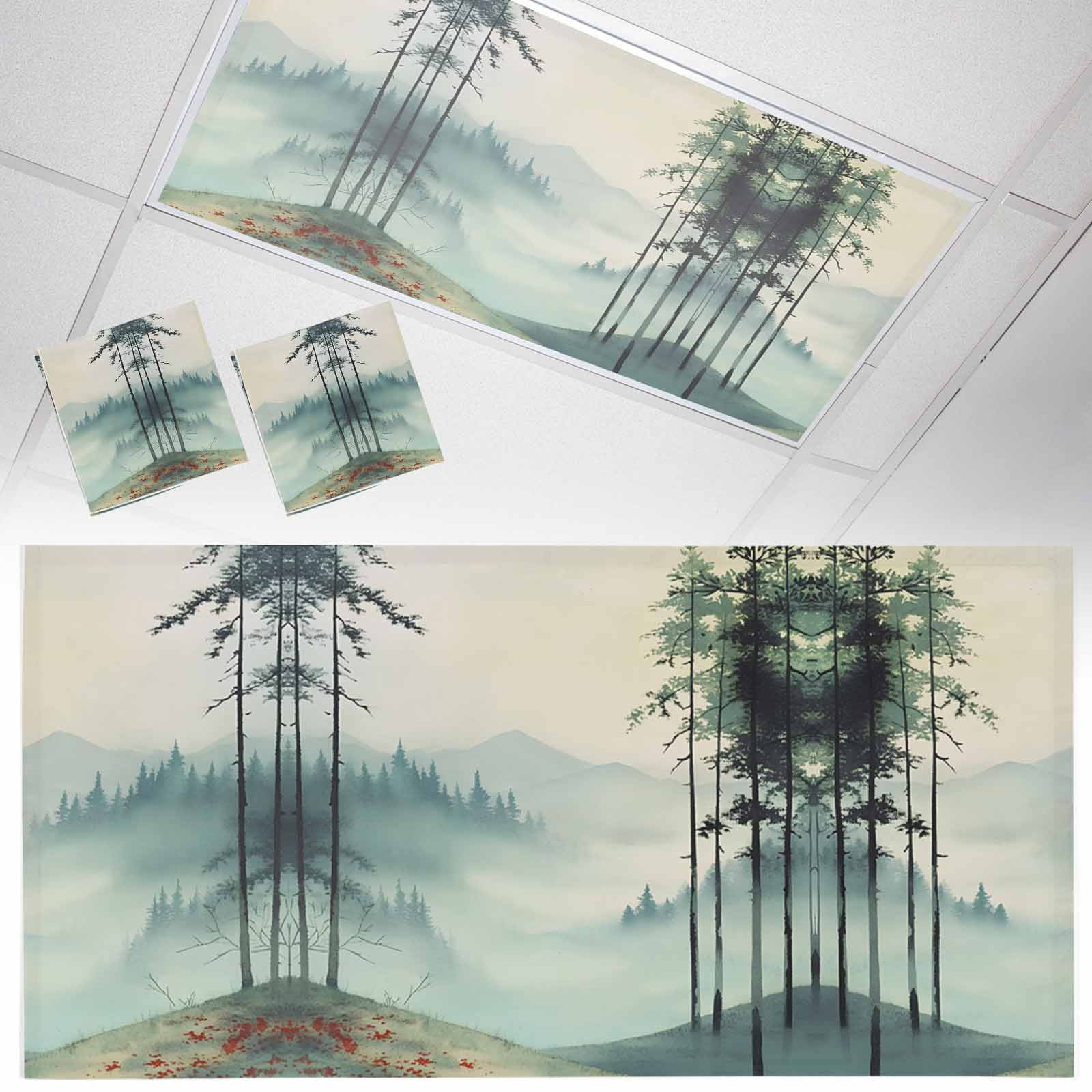 2 Pack Forest Mountain Landscape Fluorescent Light Covers for Ceiling ...