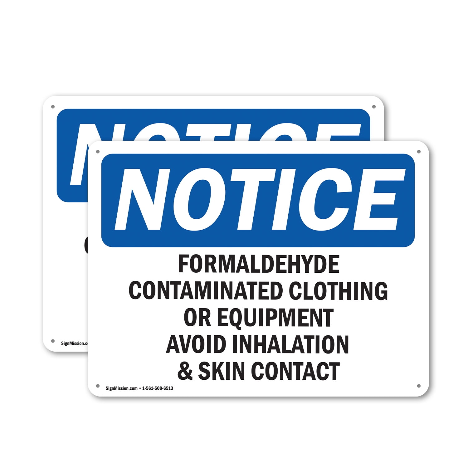 (2 Pack) Formaldehyde Contaminated Clothing Or Equipment OSHA Notice ...