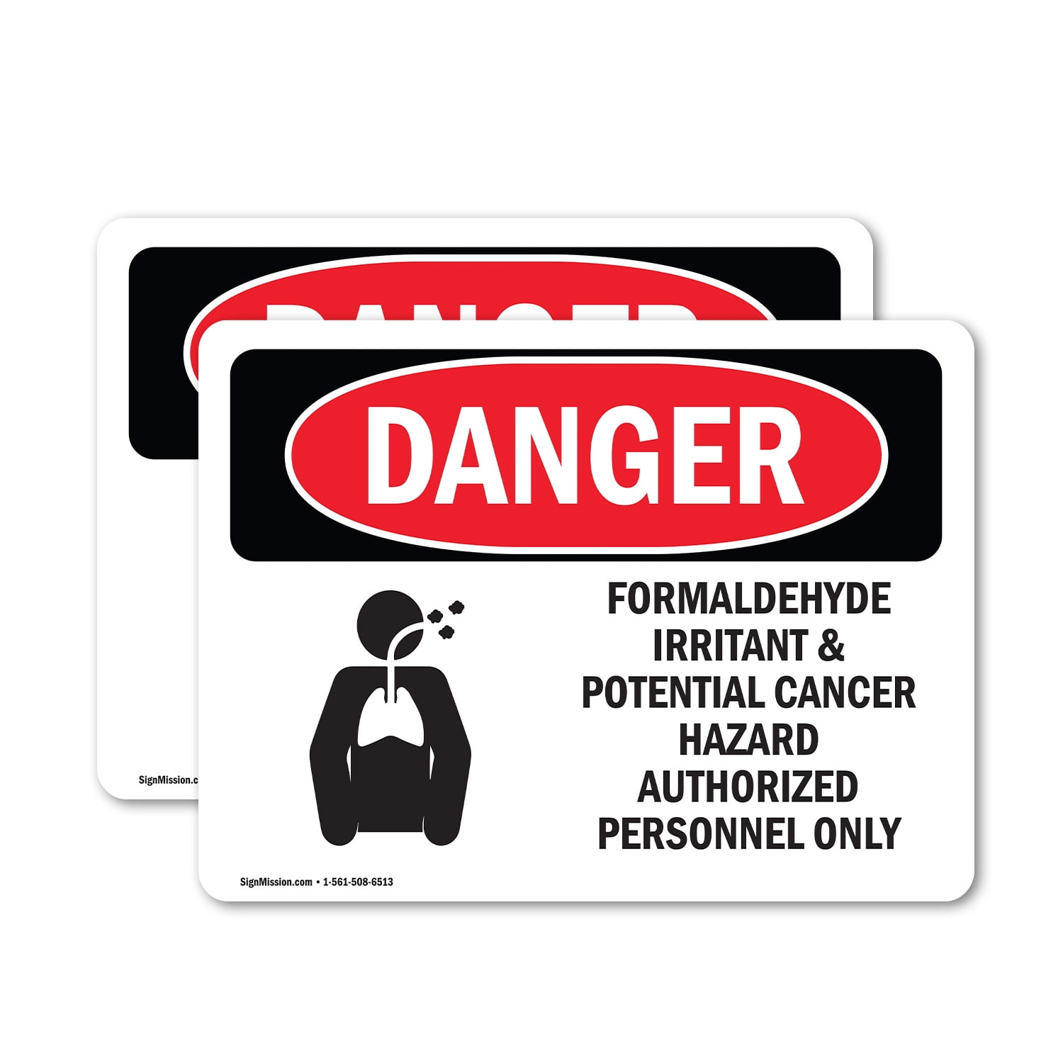 (2 Pack) Formaldehyde Irritant Hazard OSHA Danger Sign 18 Inch X 12 ...
