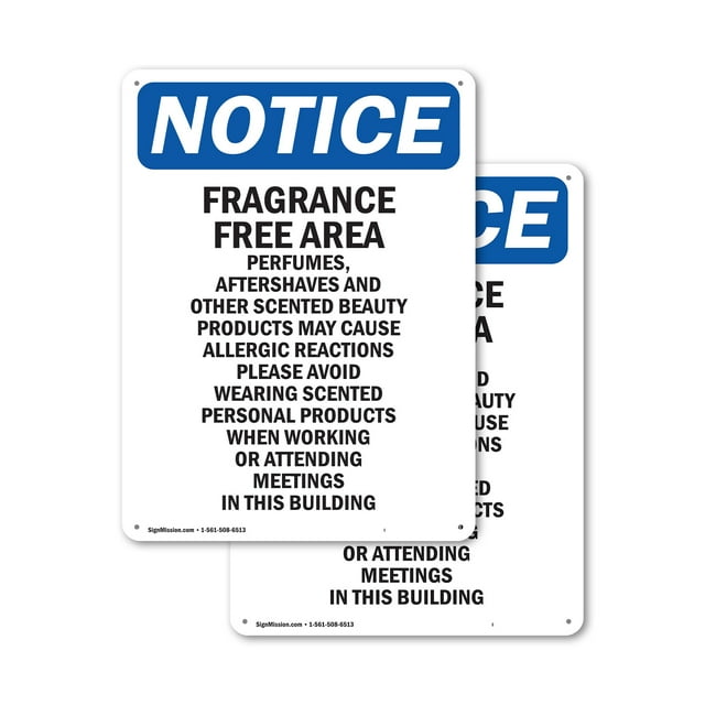 (2 Pack) Fragrance Free Area Perfumes OSHA Notice Sign 7 Inch X 10 Inch ...