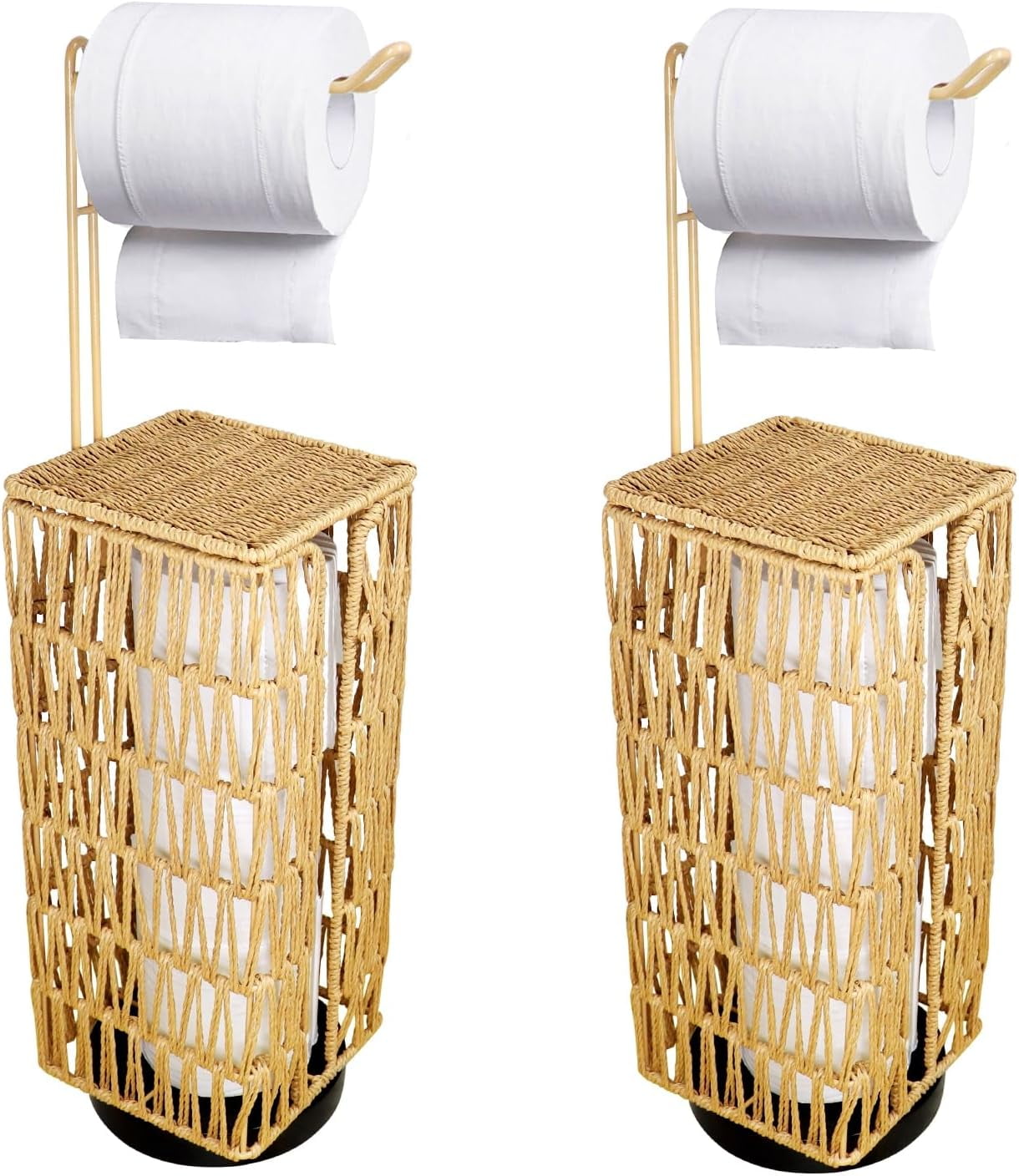 2 Pack Free Standing Toilet Paper Holder with Shelf, Bathroom Floor ...