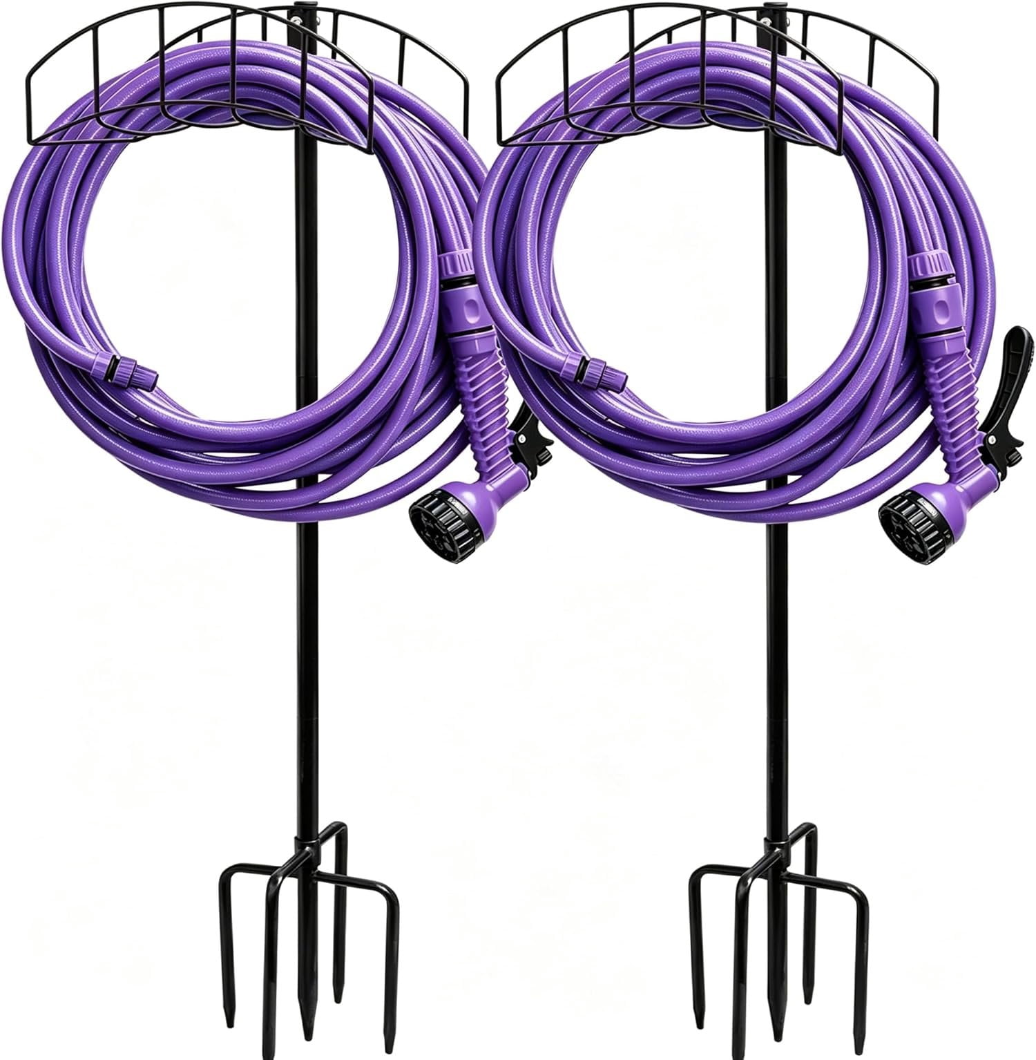 2-Pack Freestanding Garden Hose Holder with Upgraded 5-Prong Base ...