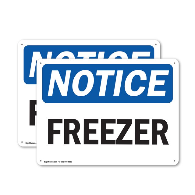 (2 Pack) Freezer OSHA Notice Sign 24 Inch X 18 Inch Indoor / Outdoor ...