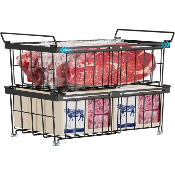 2 Pack Freezer Organizer Bins - Fit 10 to 20 Cu.Ft Deep Freezer ...