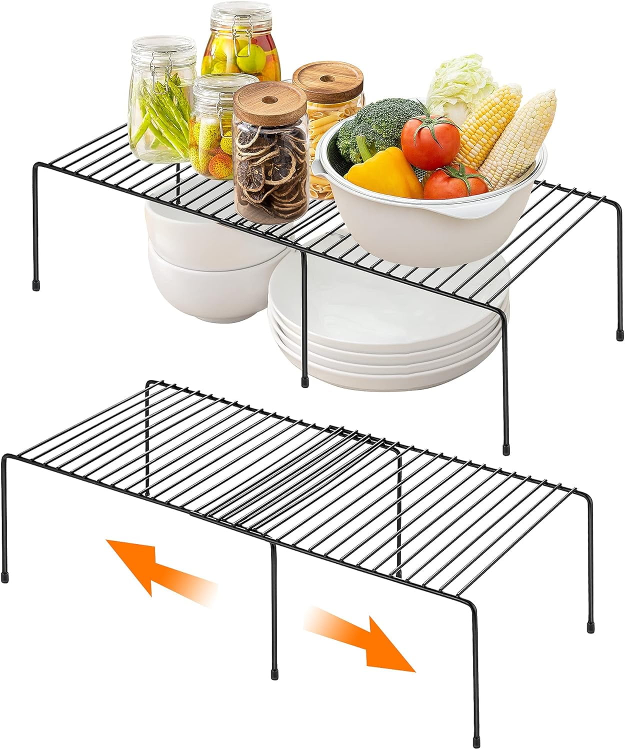 2 Pack Freezer Shelf Organizer, Expandable Cabinet Storage Shelf with ...
